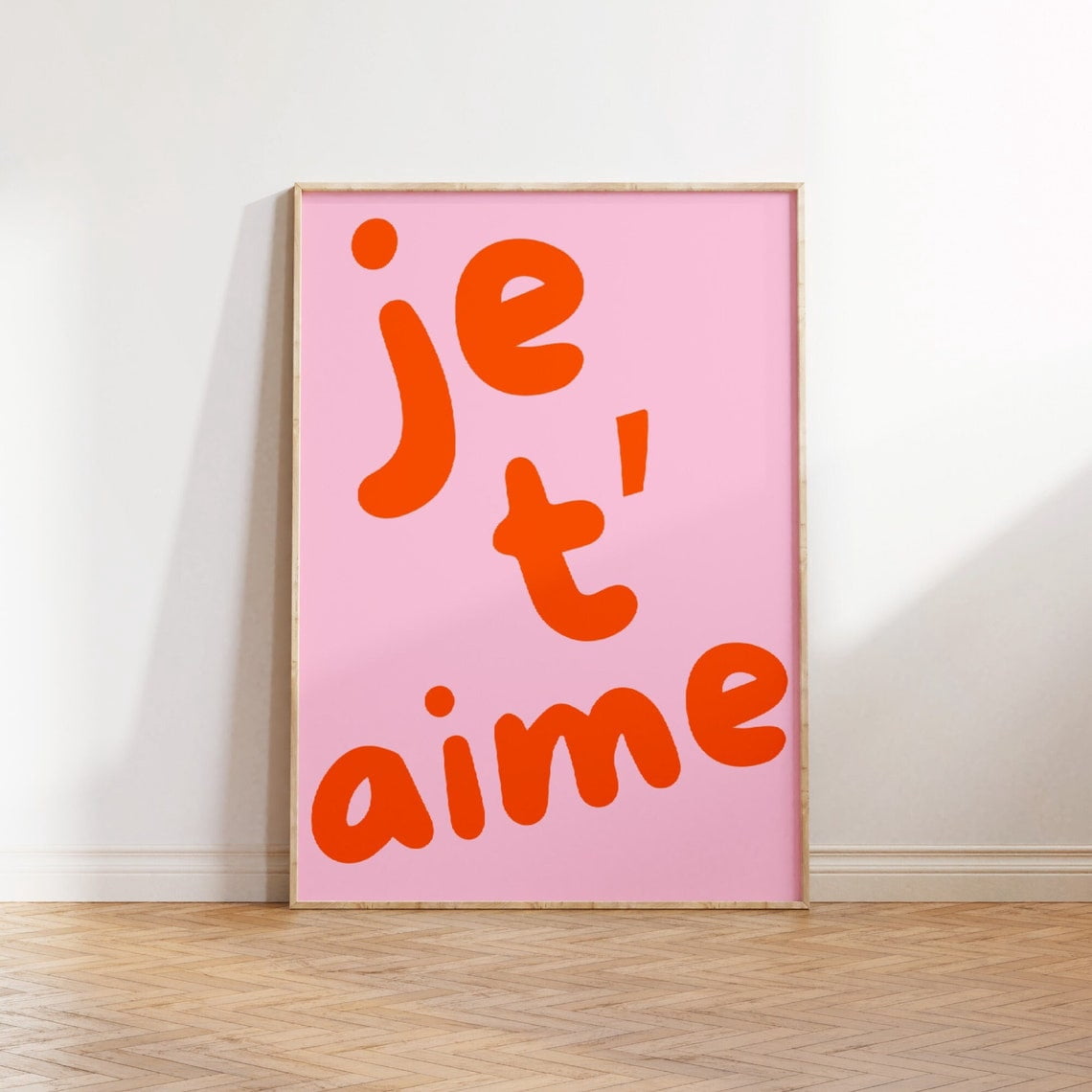 Je T’aime French Love Quote Wall Art, Unframed Canvas Size 16x24 ...
