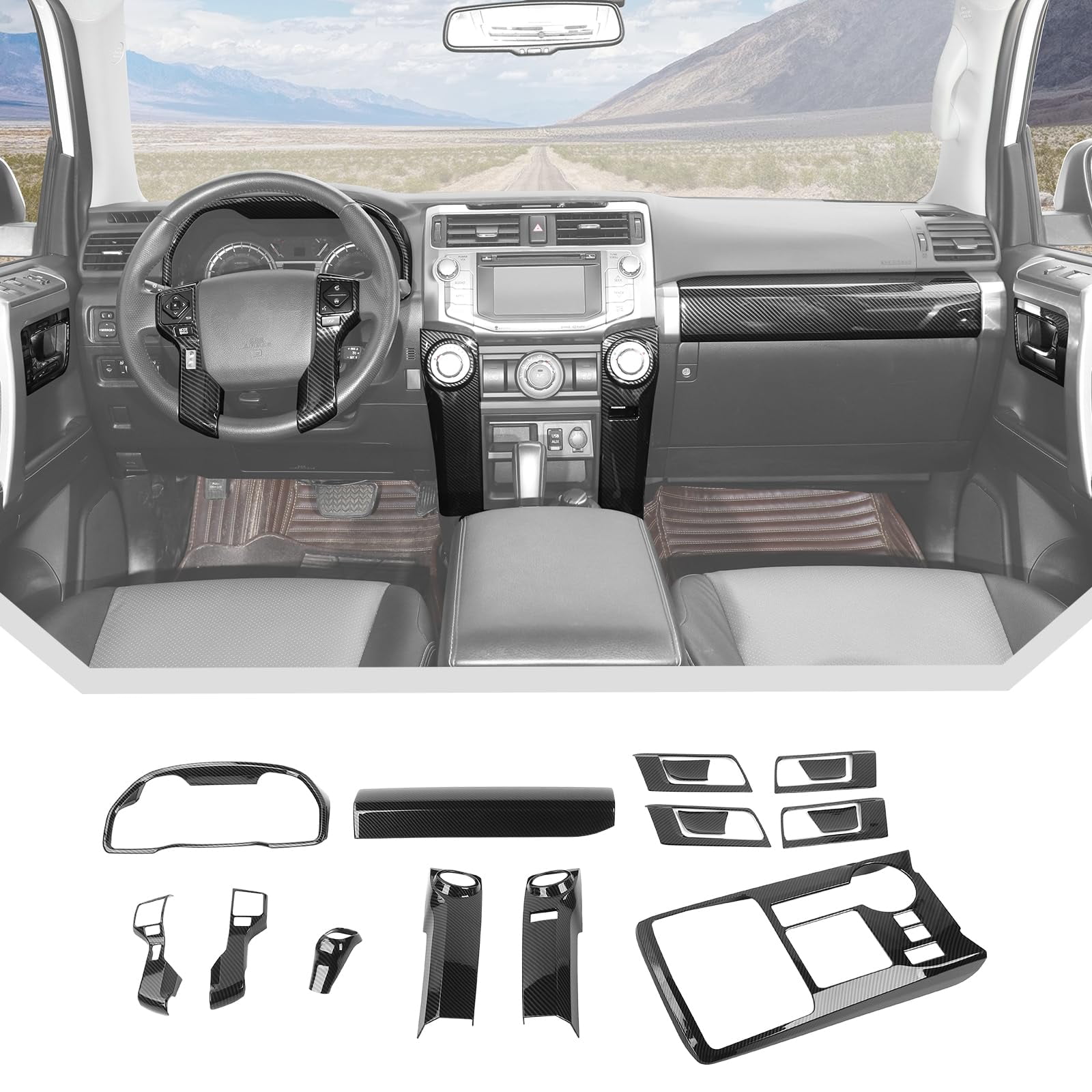 JeCar 16pcs for 4Runner TRD Interior Trim Kits Carbon Fiber Interior ...