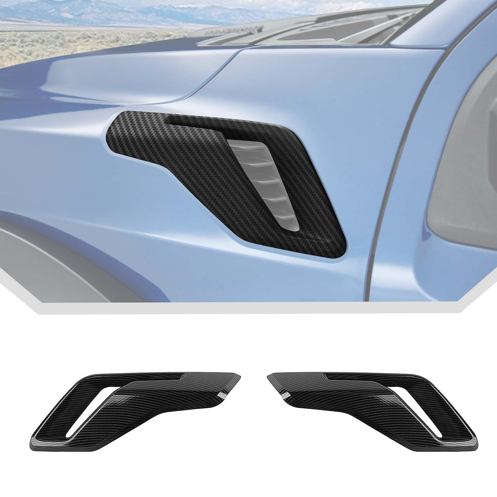 JeCar Carbon Fiber Fender RRF12 Side Air Vent Decor Cover Trim For Ford ...