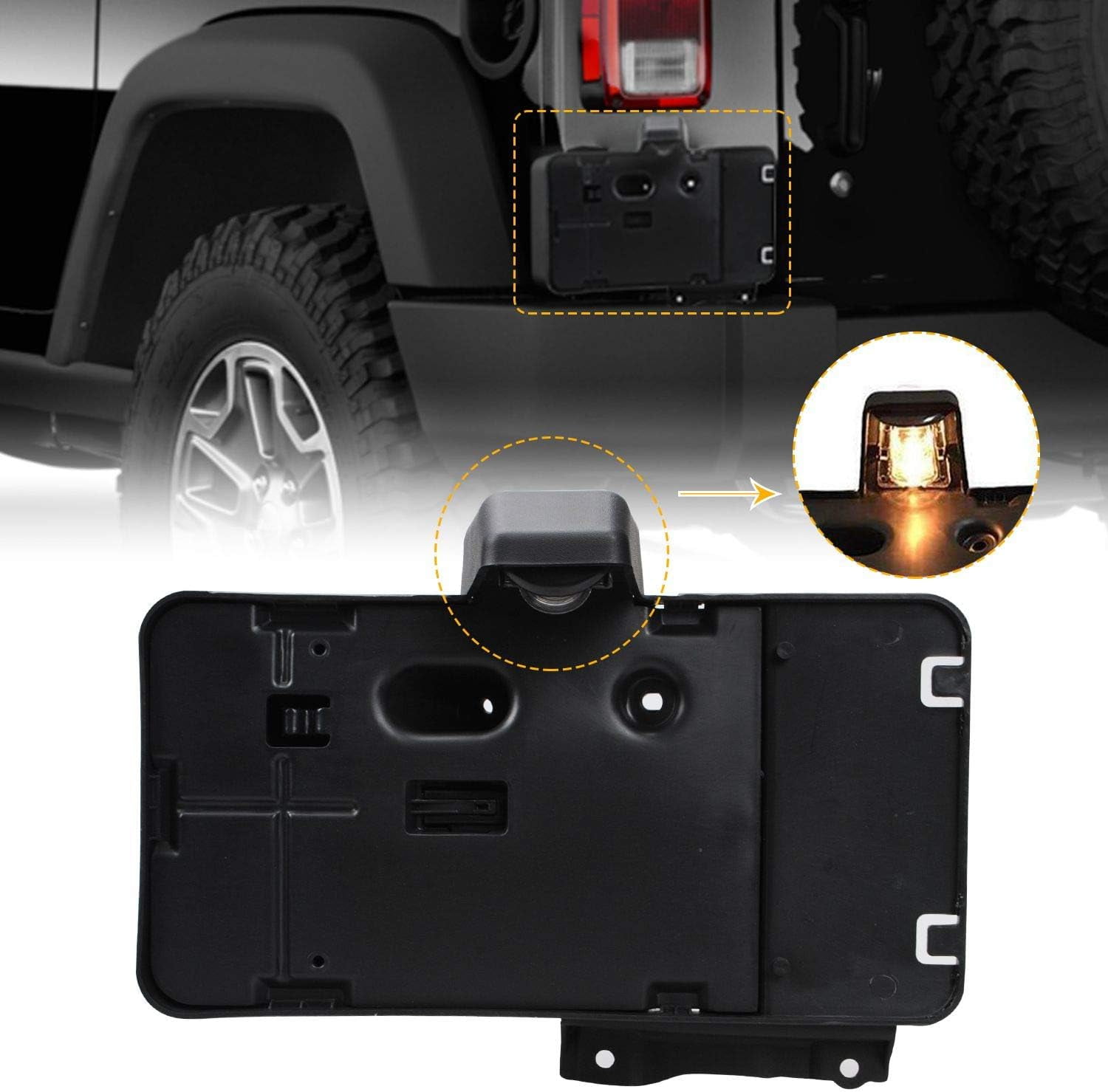JeCar Fit for JK License Plate Holder Frame with Light Rear License ...