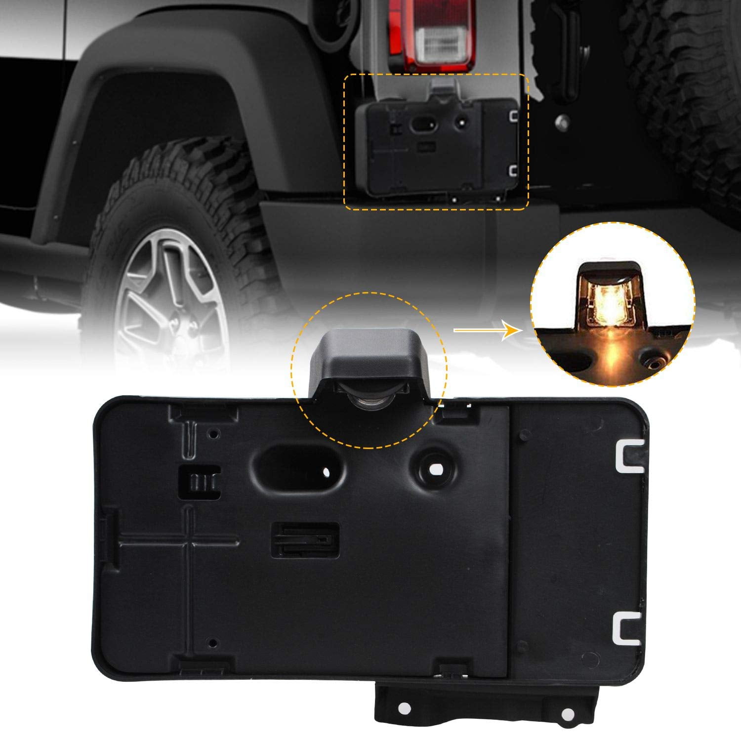 JeCar Fit for JK License Plate Holder Frame with Light Rear License ...