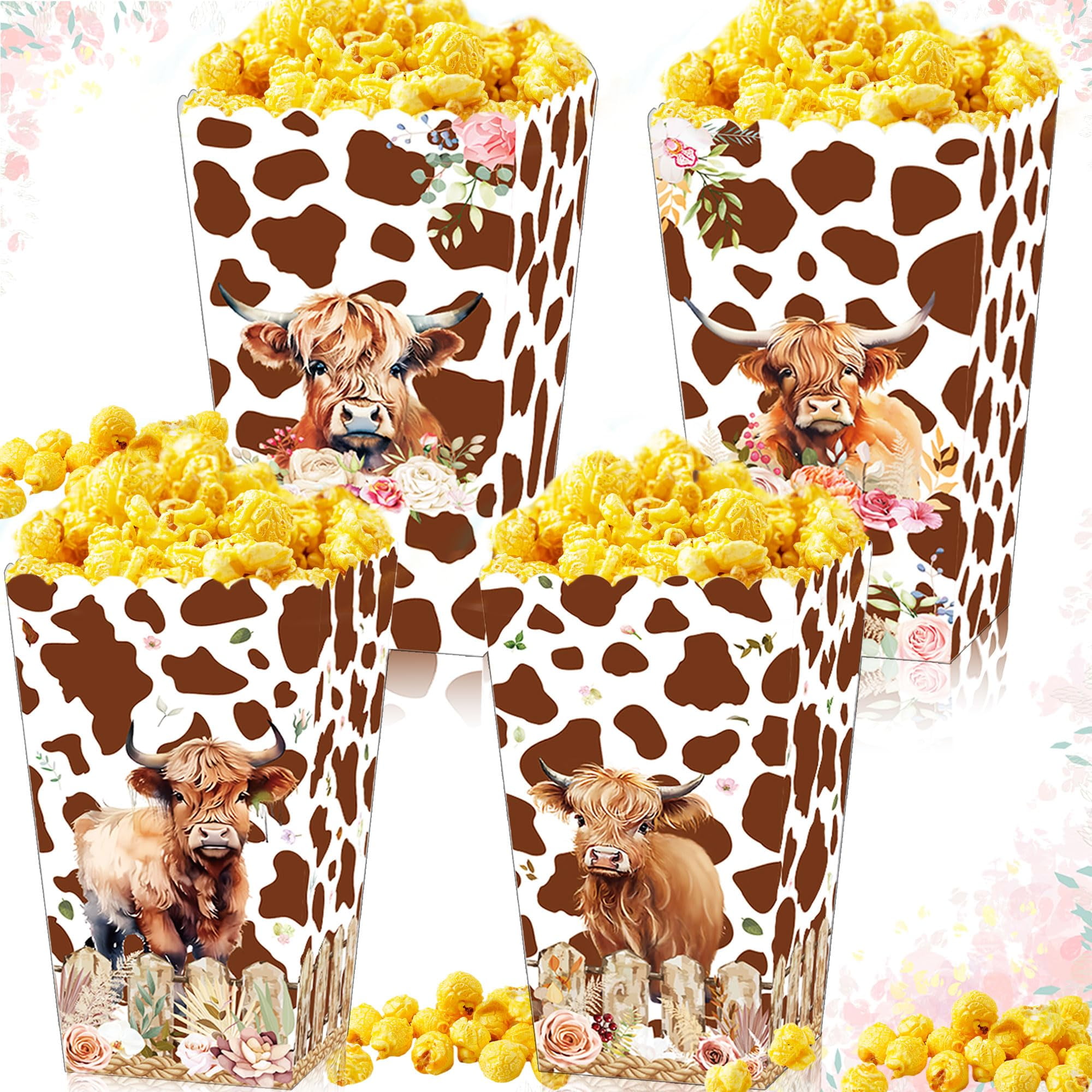 JeVenis 12 PCS Highland OIF8 Cow Popcorn Boxes Highland Cow Party ...