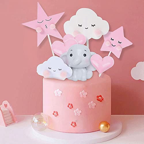 JeVenis 8 PCS Pink Little Peanut Cake Topper Pink Elephant Cake ...