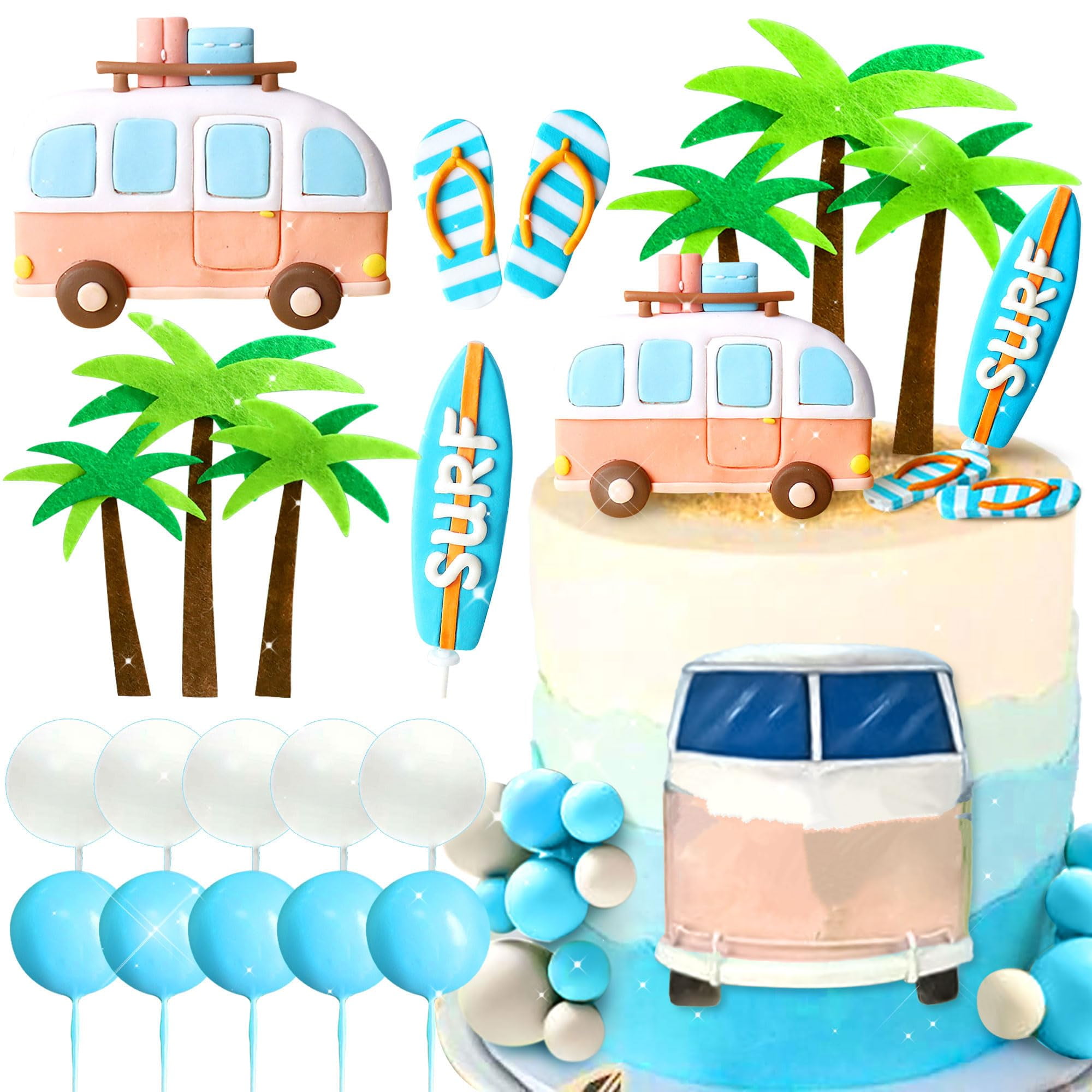 JeVenis Beach Surf Wave Cake Topper RST1 - Surfboard, Swimming ...