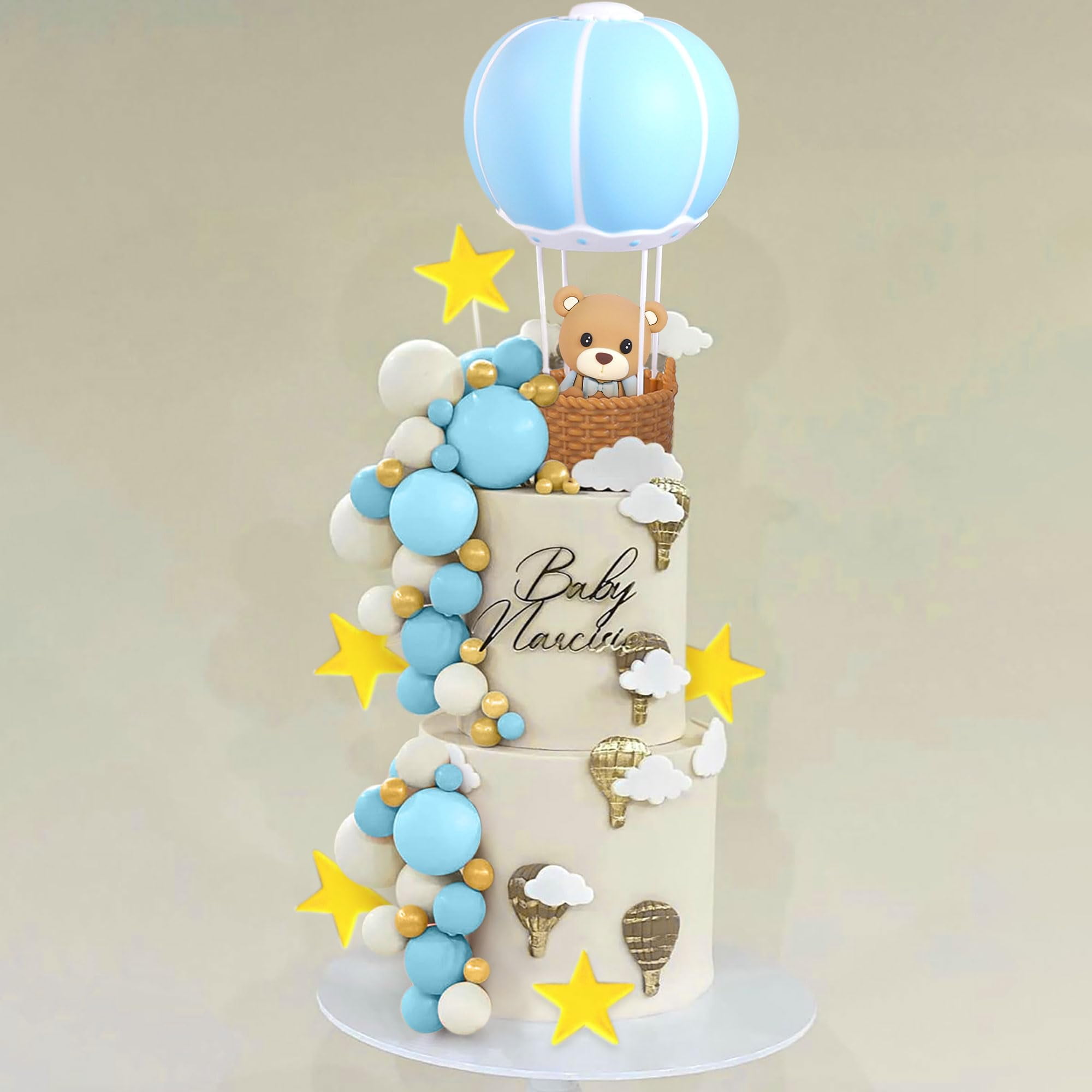 JeVenis Blue Bear Cake Decoration Blue RST1 Gold Balls Cake Topper Hot ...