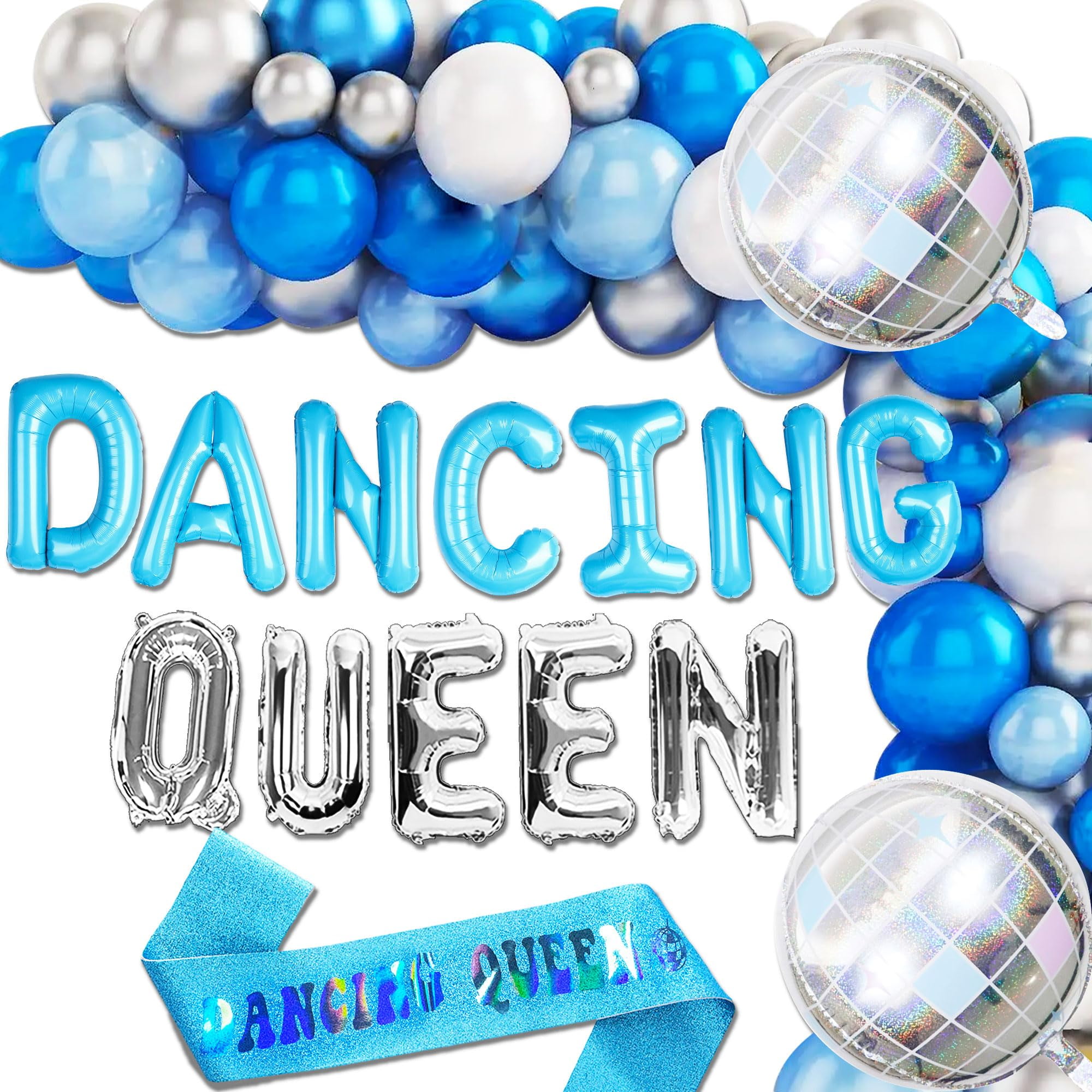 JeVenis Blue Silver Dancing DHF10 Queen Balloons Banner Dancing Queen ...