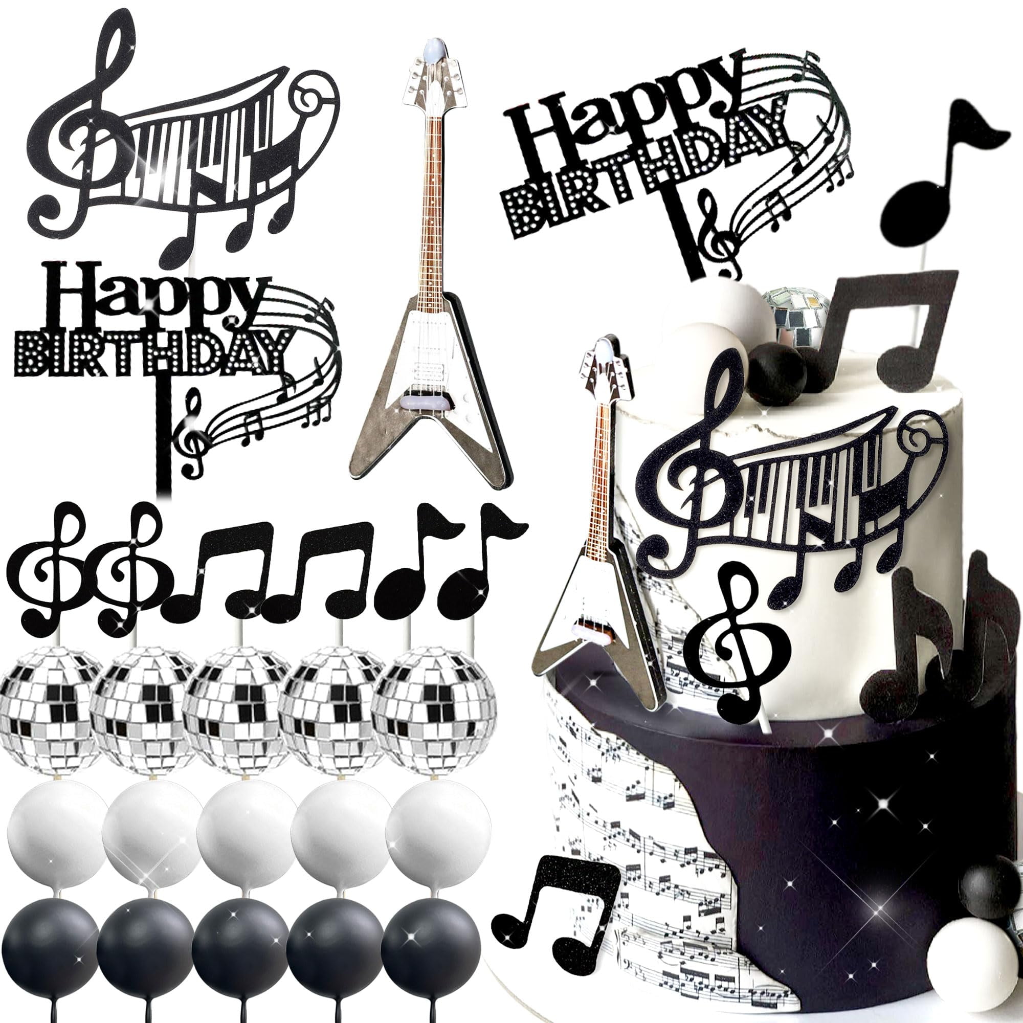 JeVenis Disco Ball Music Cake Topper FSH1 Guitar Cake Toppers Music ...