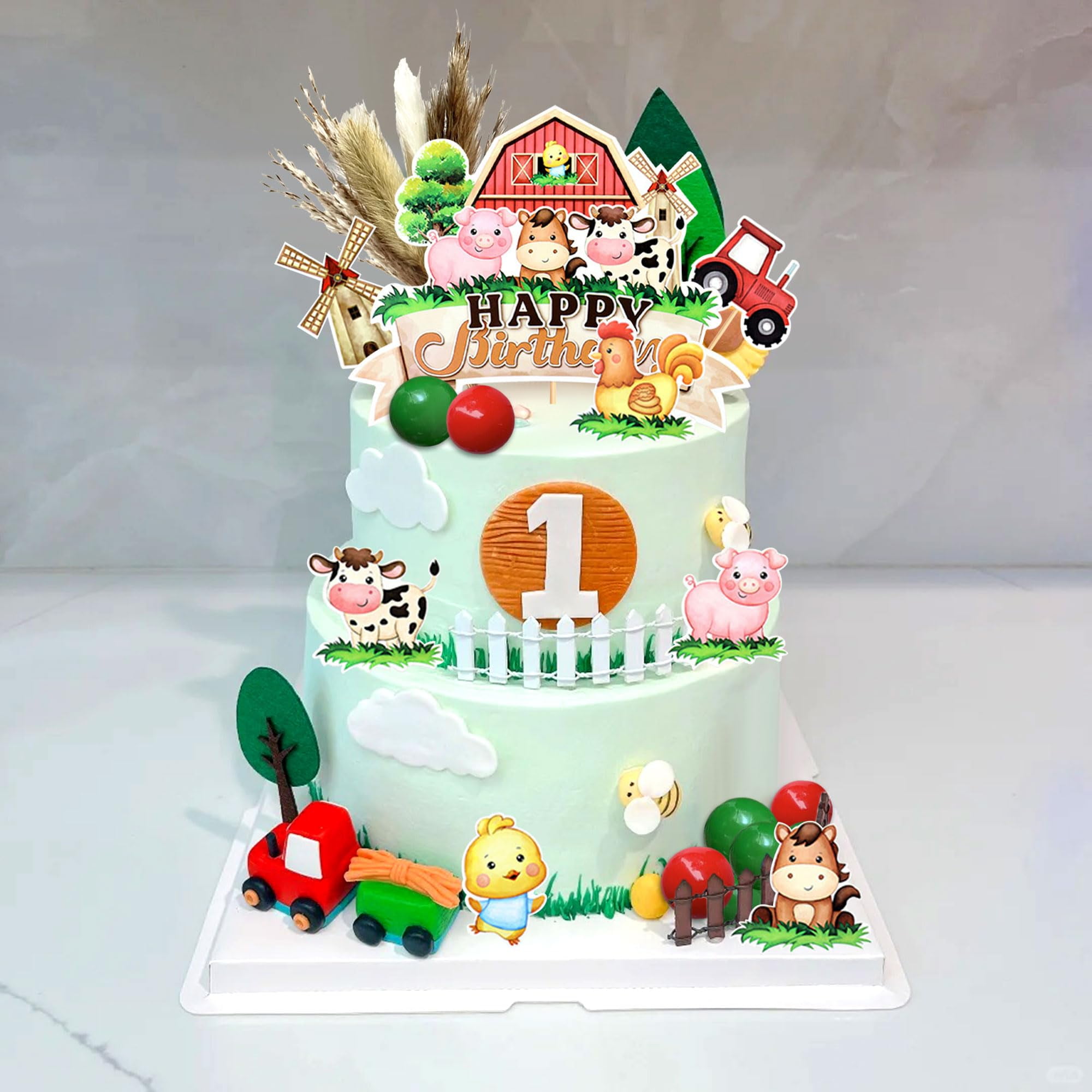 JeVenis Farm Animal Cake Decoration Sheep BSL1 Cake Topper Cow Cake ...