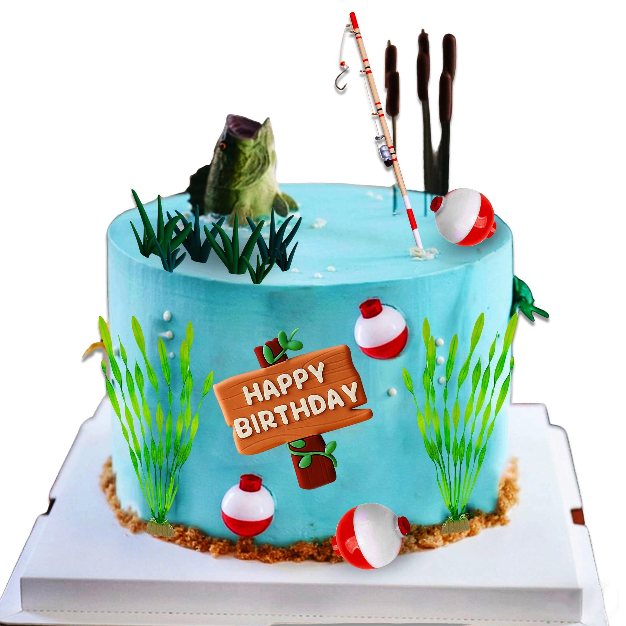 JeVenis Fishing Cake Topper Fishing Birthday Decorations KMC2Gone ...