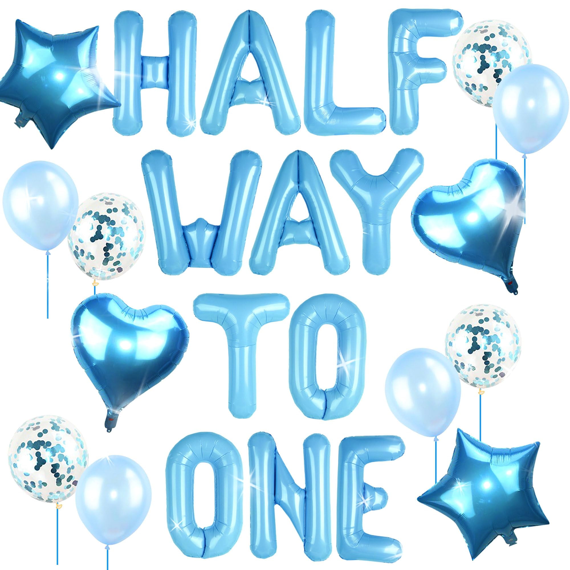 JeVenis Half Way To IFF17 One Balloons 1/2 Birthday Decorations Half ...