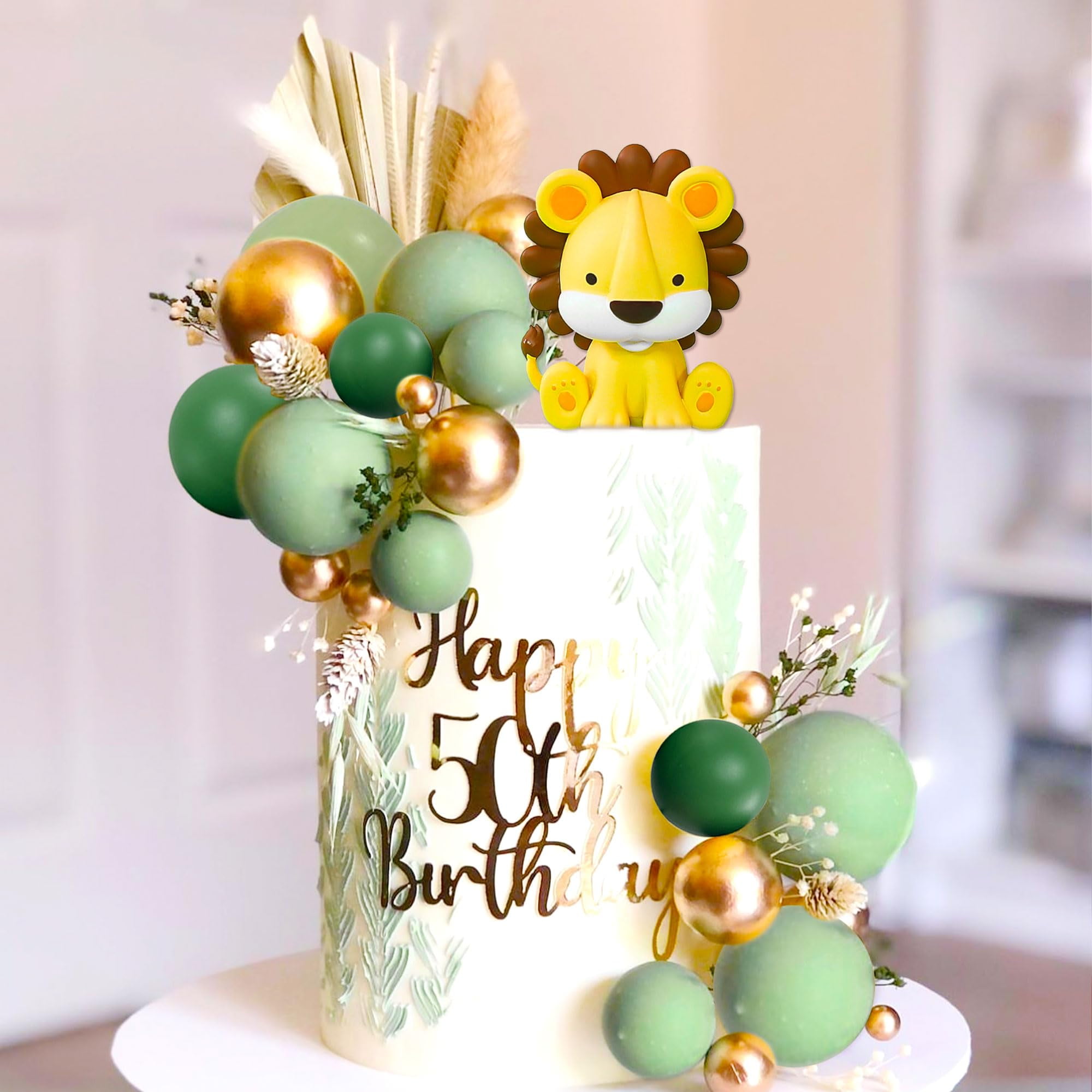 JeVenis Lion Cake Topper Lion Decorations Safari KMC2Animal Cake Topper ...