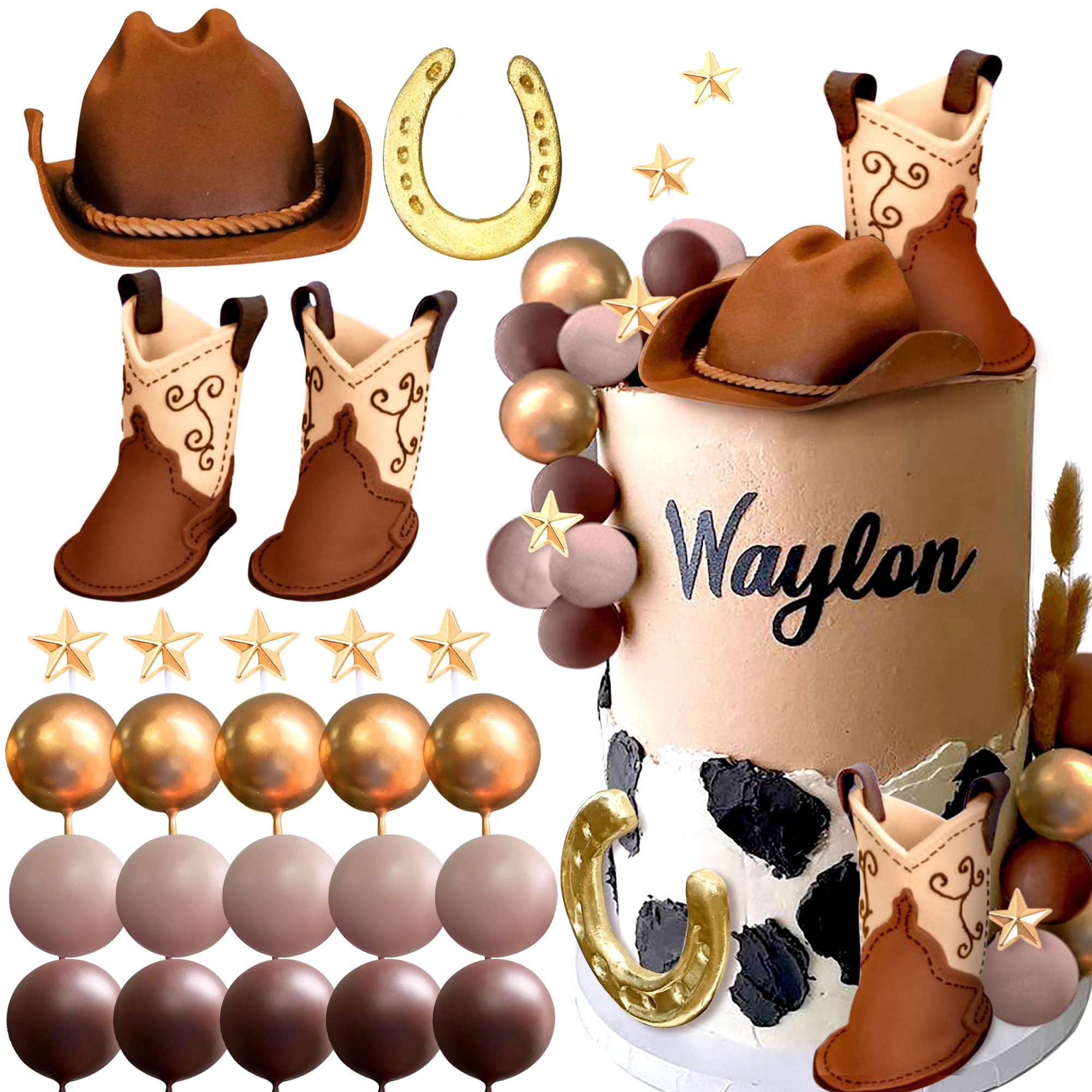 JeVenis Luxury Cowboy Rodeo BDF32 Cake Topper - Western Decorations ...
