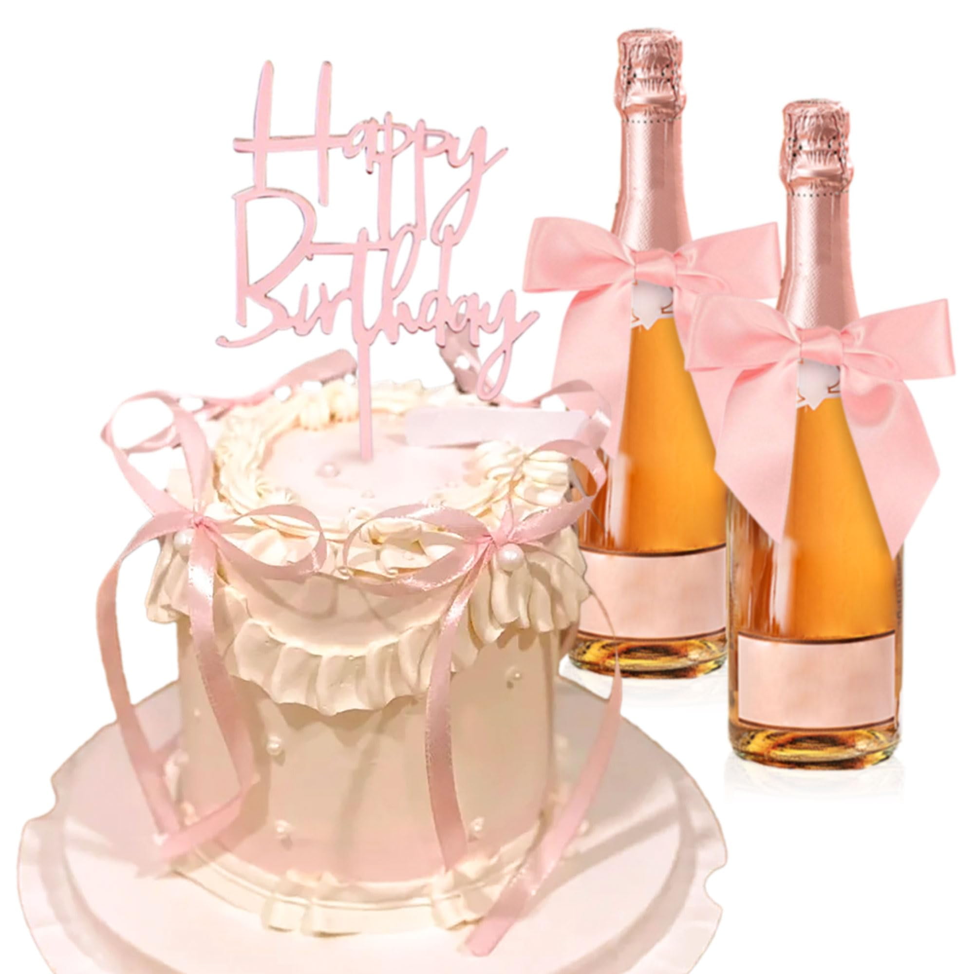 JeVenis Pink Bow Cake Topper Bowknot Ribbons MDH1Coquette Bow Cake ...