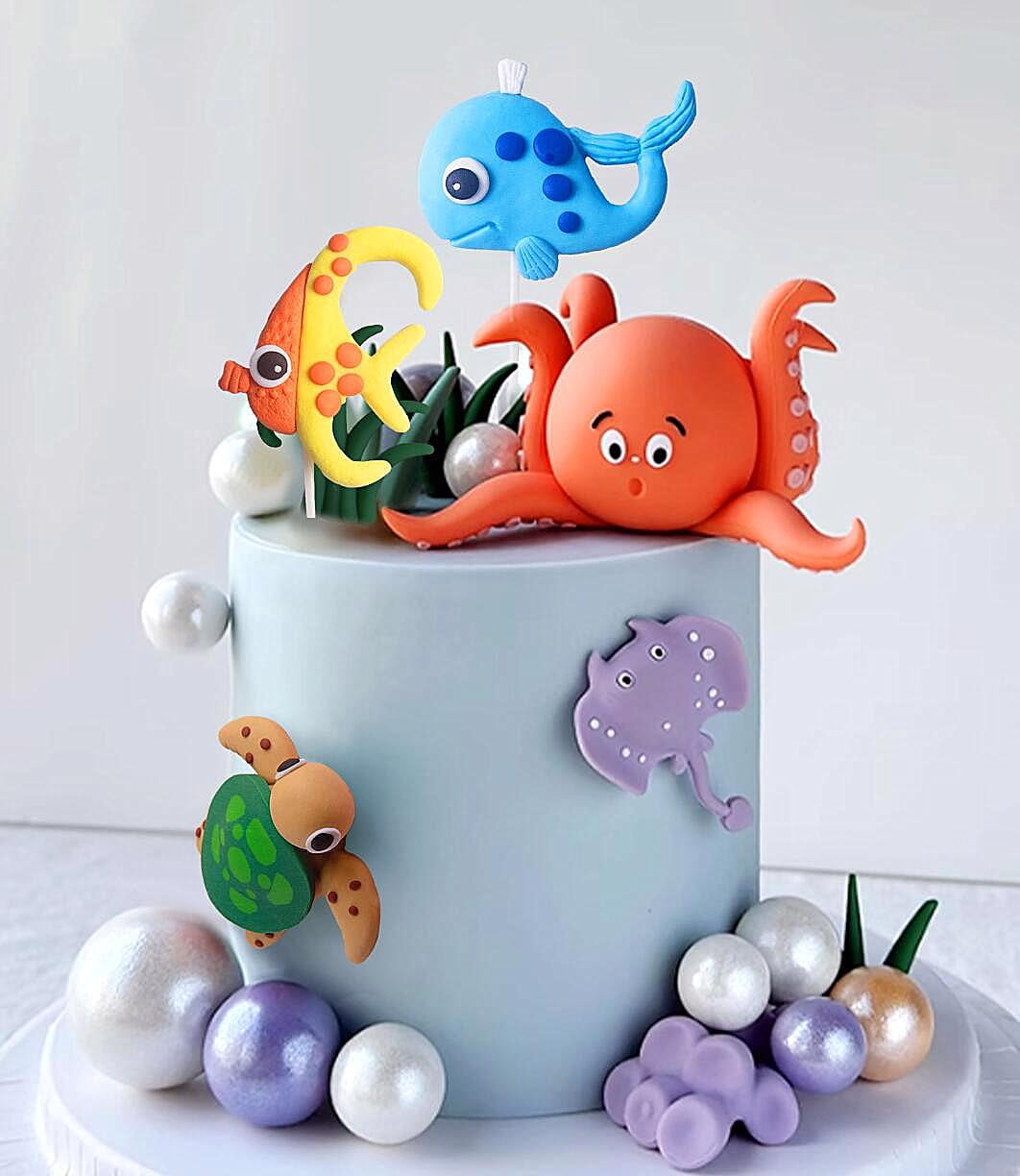 JeVenis Under the Sea Cake Toppers FSH1 Ocean Animal Cupcake Toppers ...