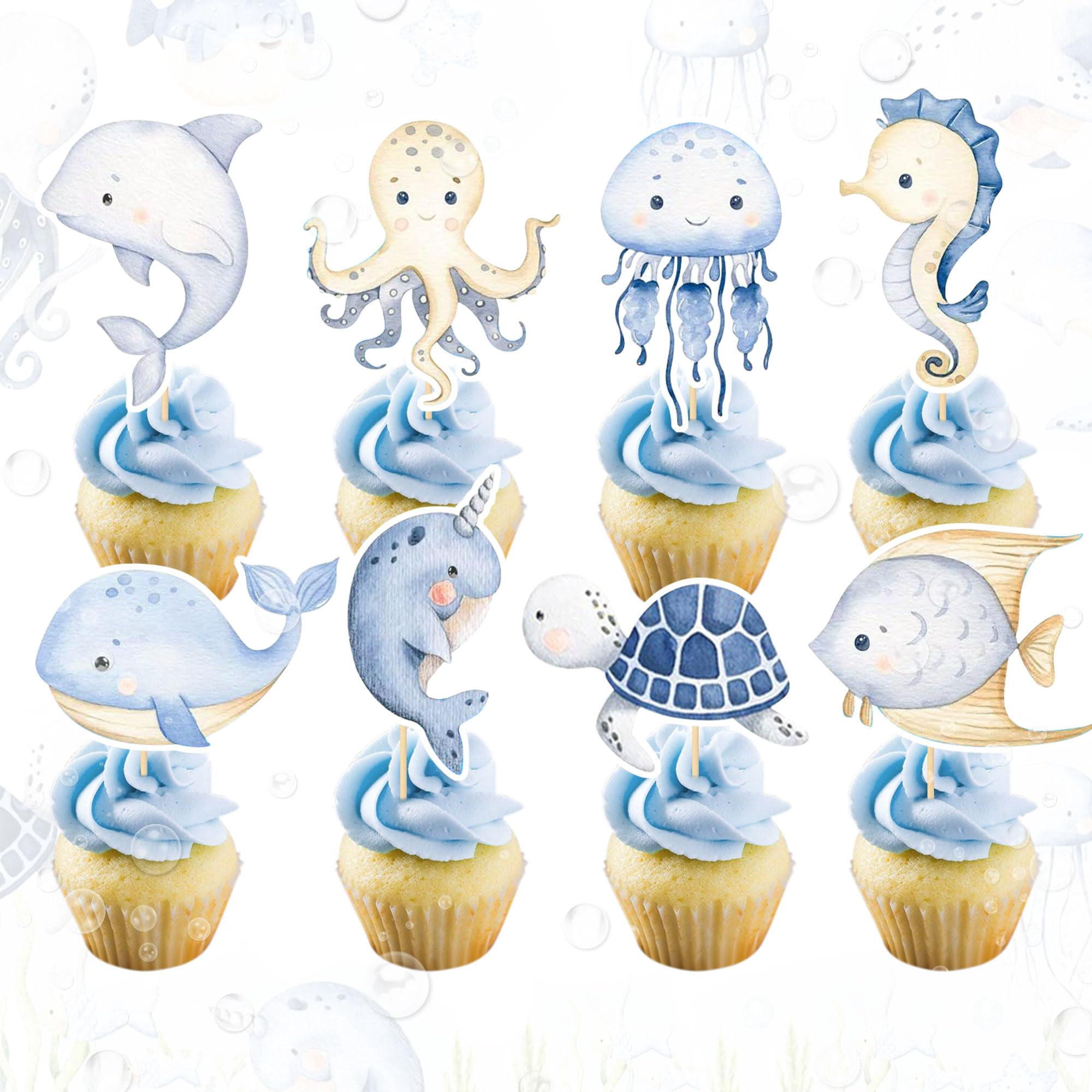 JeVenis Under The Sea Cake Toppers ITL1 Ocean Animal Cupcake Toppers ...