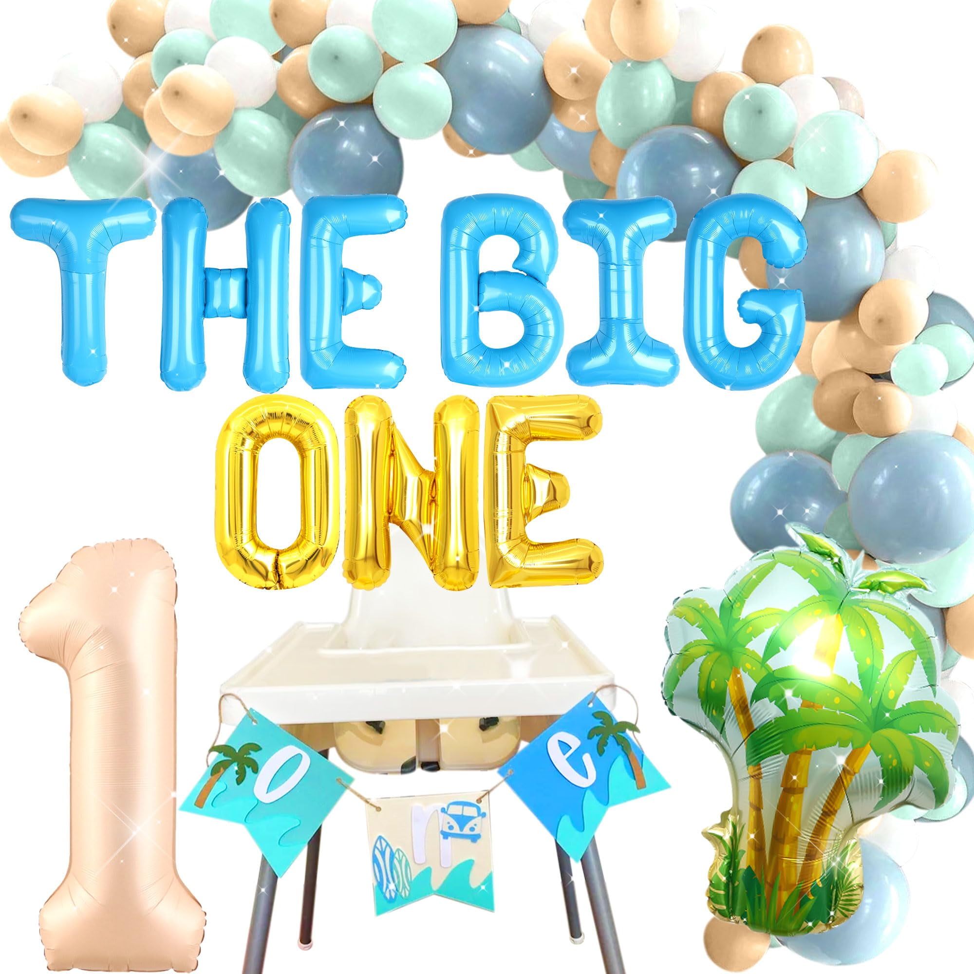 JeVenis Surf Theme The Big One Birthday Decorations Balloons The Big ...