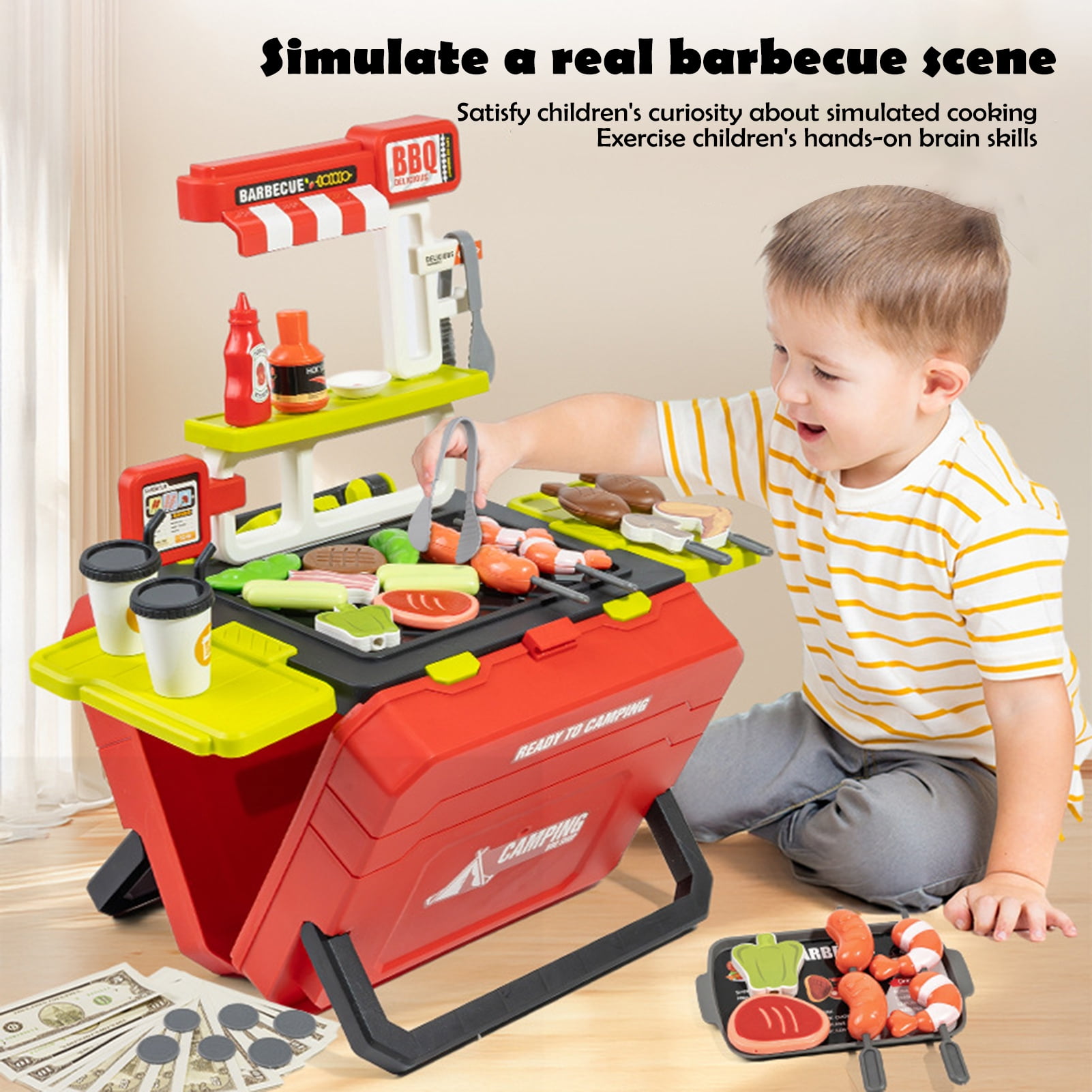 Jeachry Kids BBQ Grill Playset Set Pretend Play House Toys with ...
