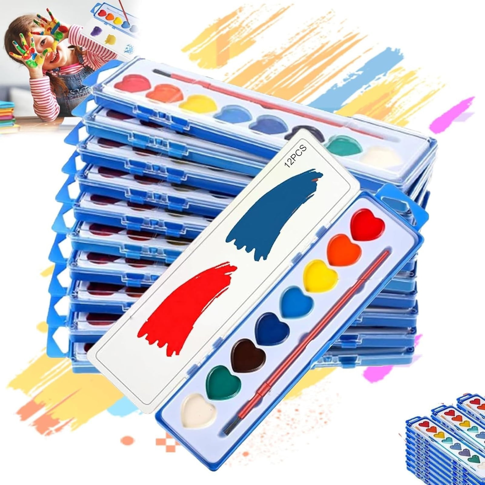 Jeachry Watercolor Paint Set for Kids Water Soluble Watercolor Pigments ...