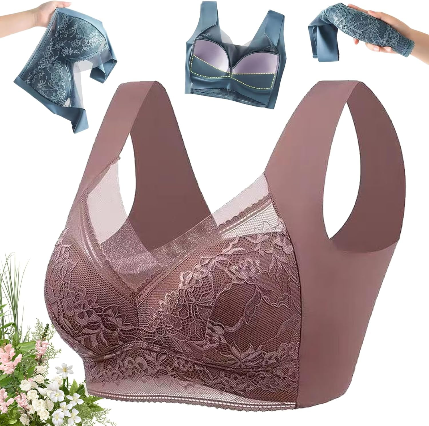 Jeadora Bras for Older Women,Lace's Large-Sized Vest Without Steel Rims ...