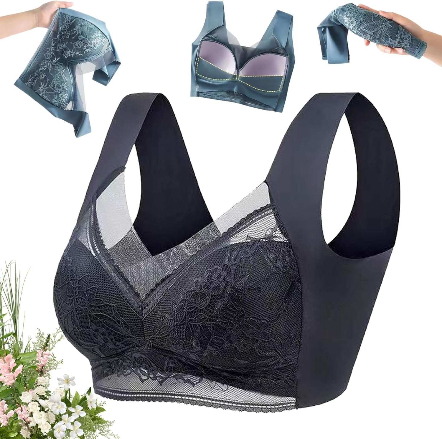 Jeadora Bras for Older Women,Lace's Large-Sized Vest Without Steel Rims ...