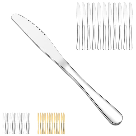 Jeaker Dinner Knife Set, 12-Piece Stainless Steel Table Knives, Mirror ...