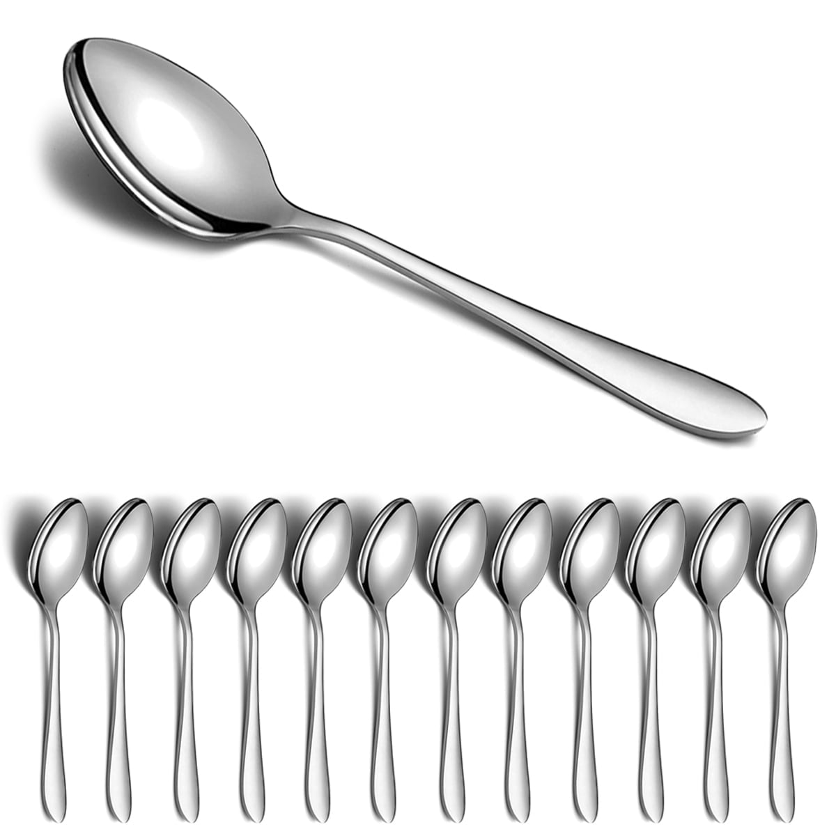 Jeaker Stainless Steel Tea Spoons, Set of 12, Durable Silverware ...