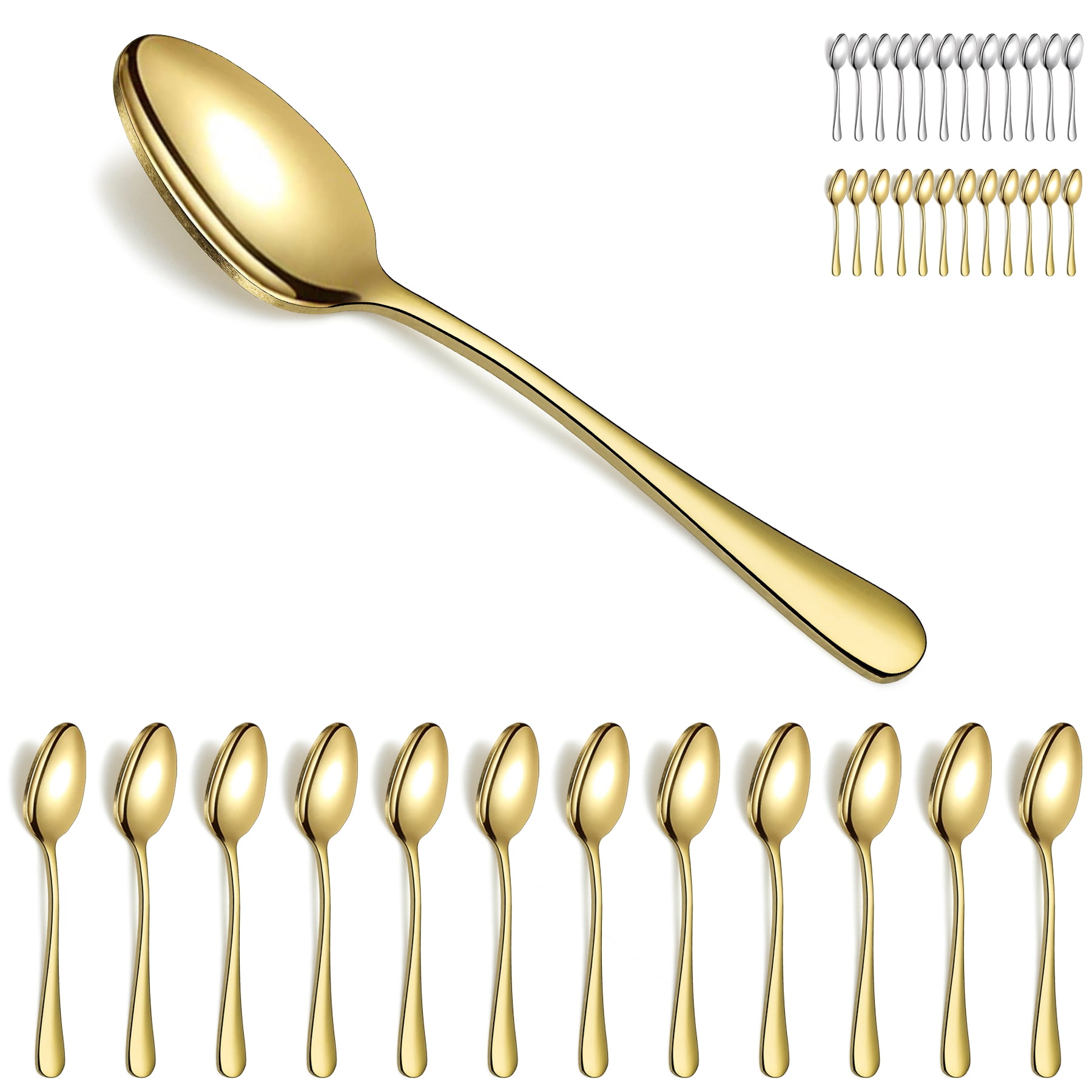 Jeaker Gold Dinner Spoons Set 12 Pieces,Stainless Steel Silverware ...