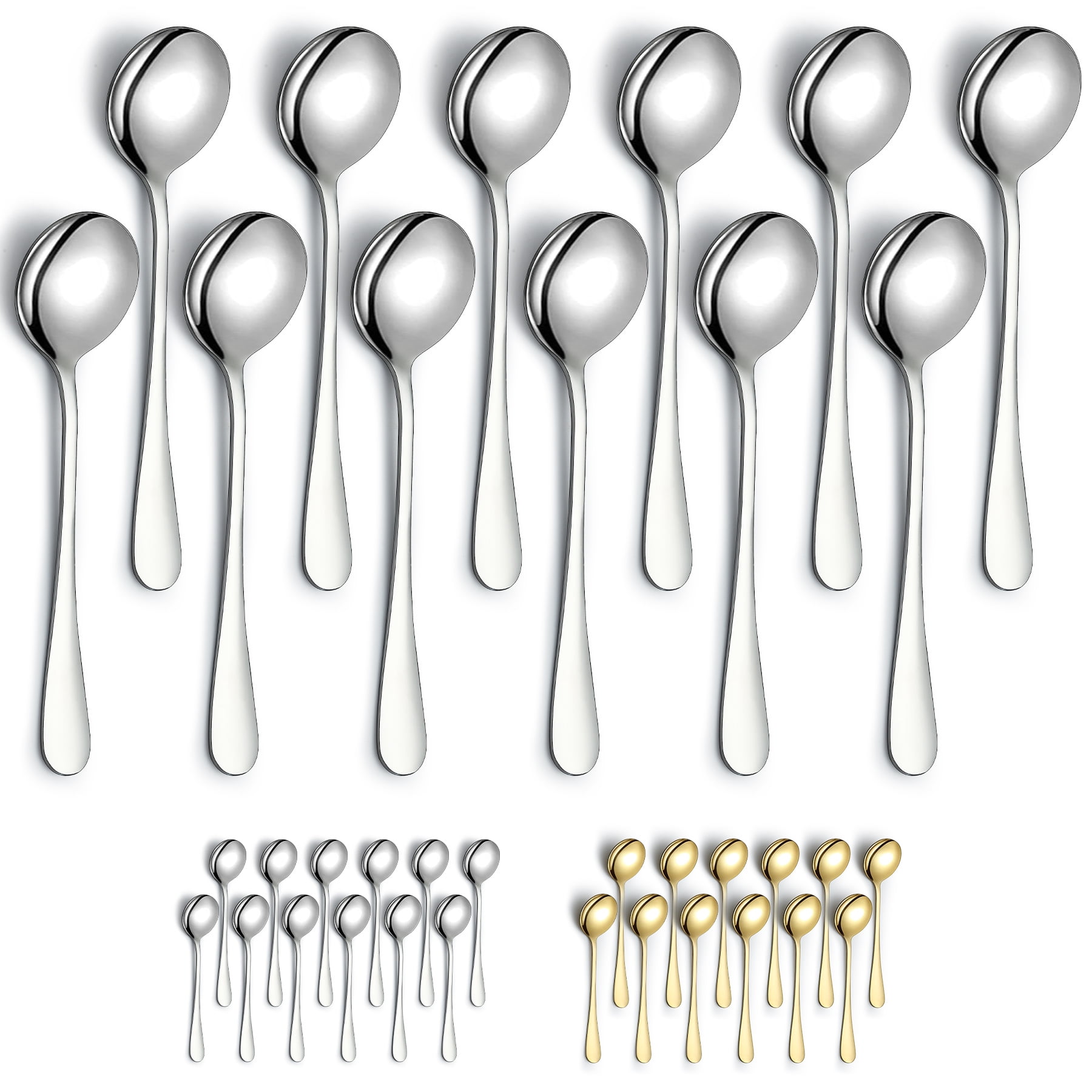 Jeaker Soup Spoons Stainless Steel Round Dinner Spoon, Table Spoons Set ...
