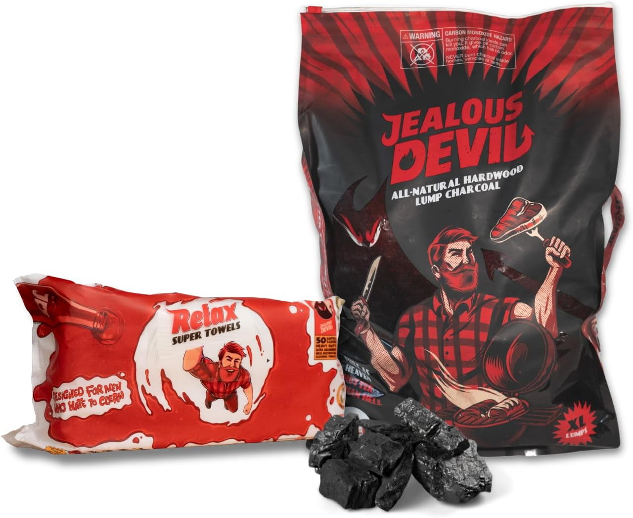 Jealous Devil Lump Charcoal, 20 lbs, & Relax Super Towels - Walmart.com