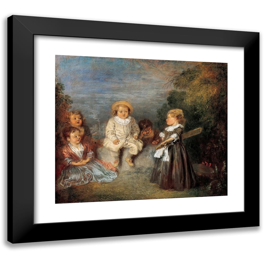 Jean-Antoine Watteau 14x12 Black Modern Framed Museum Art Print Titled ...
