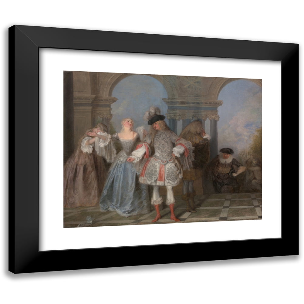 Jean-Antoine Watteau 14x12 Black Modern Framed Museum Art Print Titled ...