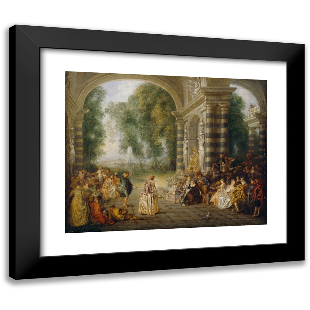 Jean-Antoine Watteau 14x12 Black Modern Framed Museum Art Print Titled ...