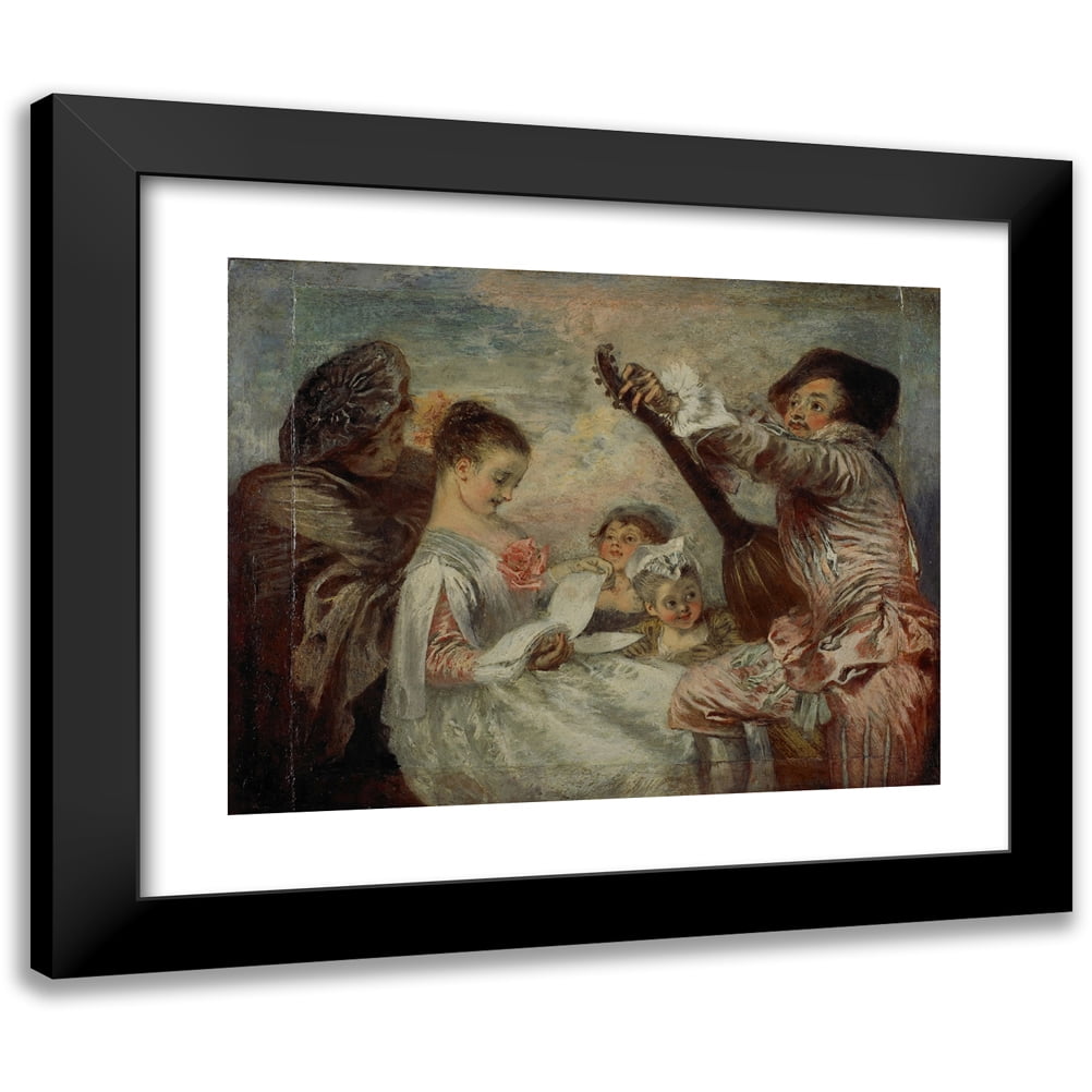 Jean-Antoine Watteau 14x12 Black Modern Framed Museum Art Print Titled ...