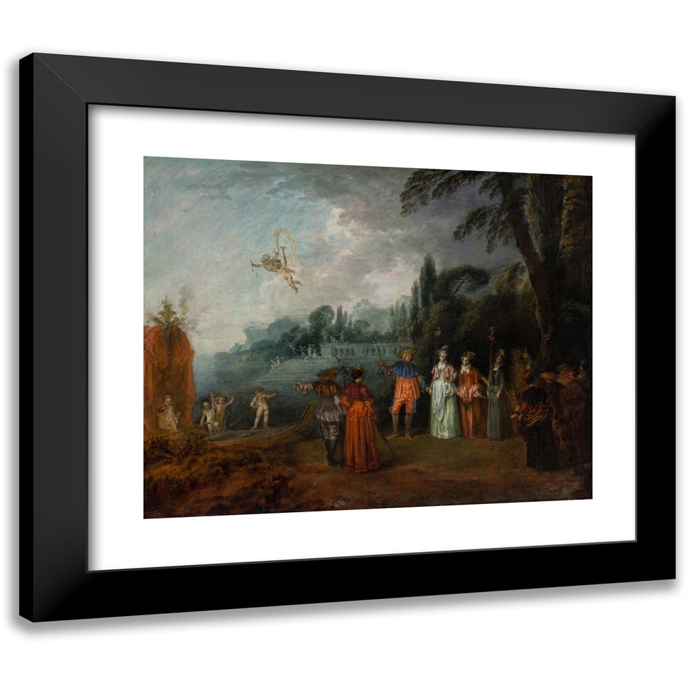 Jean-Antoine Watteau 24x20 Black Modern Framed Museum Art Print Titled ...