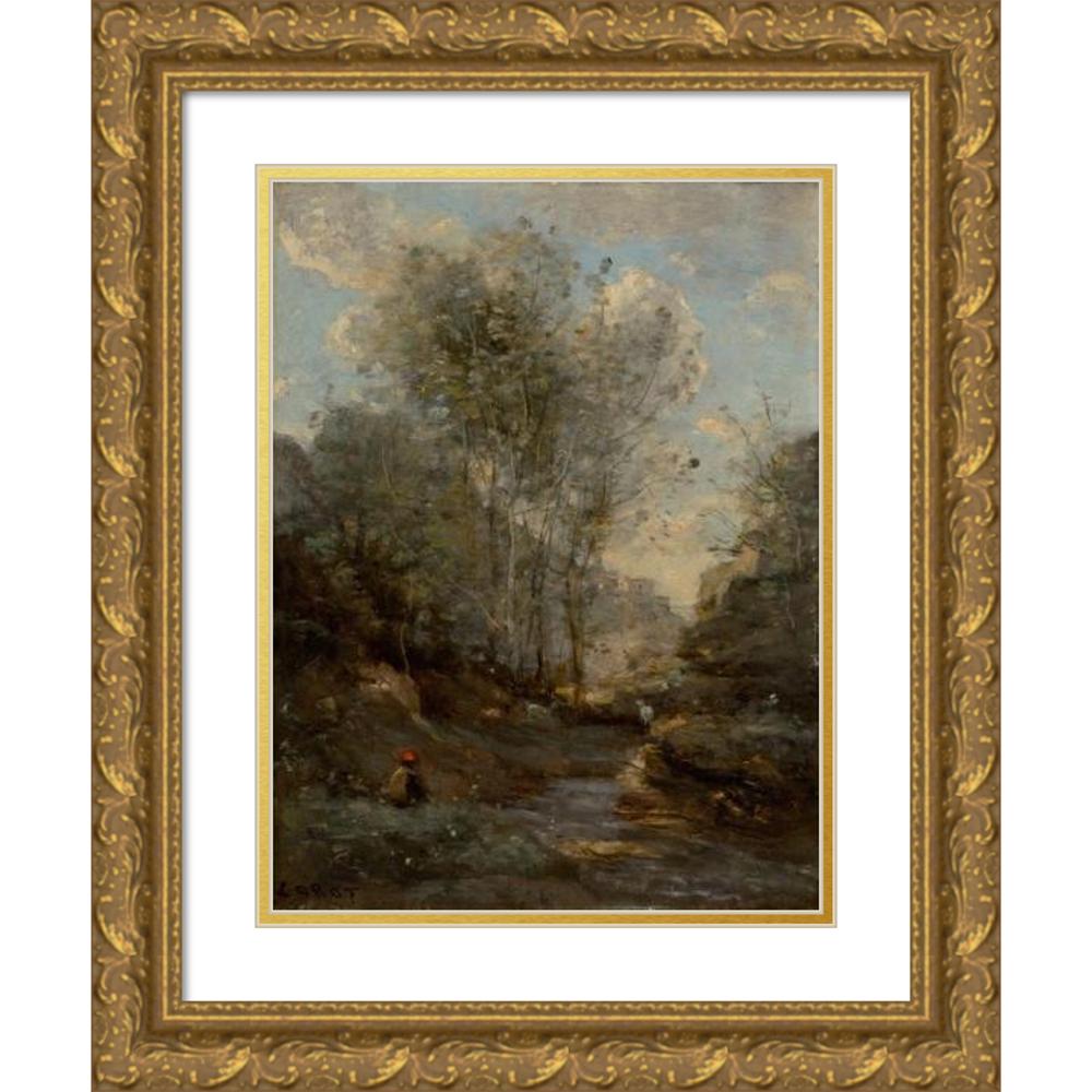 Jean-Baptiste-Camille Corot 12x14 Gold Ornate Wood Frame and Double ...