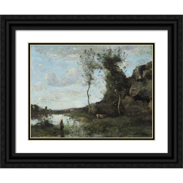 Jean-Baptiste-Camille Corot 14x12 Black Ornate Wood Framed Double ...