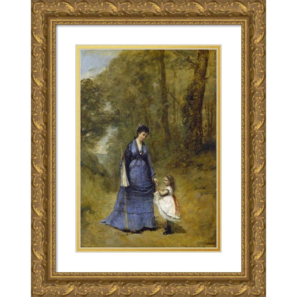 Jean-Baptiste-Camille Corot 14x18 Gold Ornate Wood Frame and Double ...