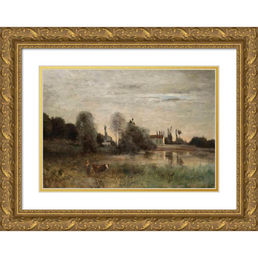 Jean-Baptiste-Camille Corot 18x14 Gold Ornate Wood Frame and Double ...