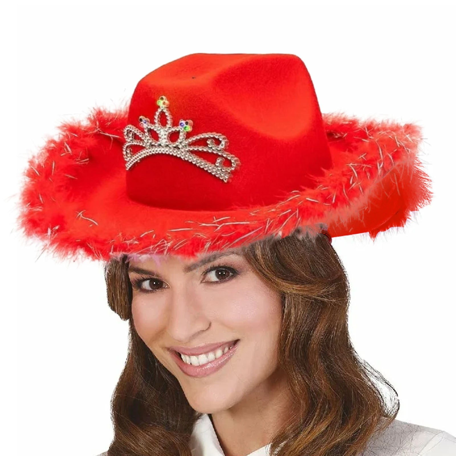 Jean Beret Hats for Women Red Hat With Feather Fluffy Brim Adult Size ...