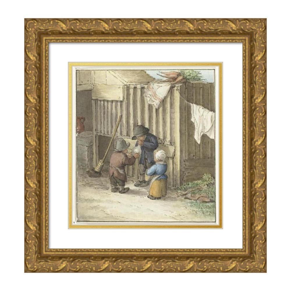 Jean Bernard 15x16 Gold Ornate Wood Frame and Double Matted Museum Art ...