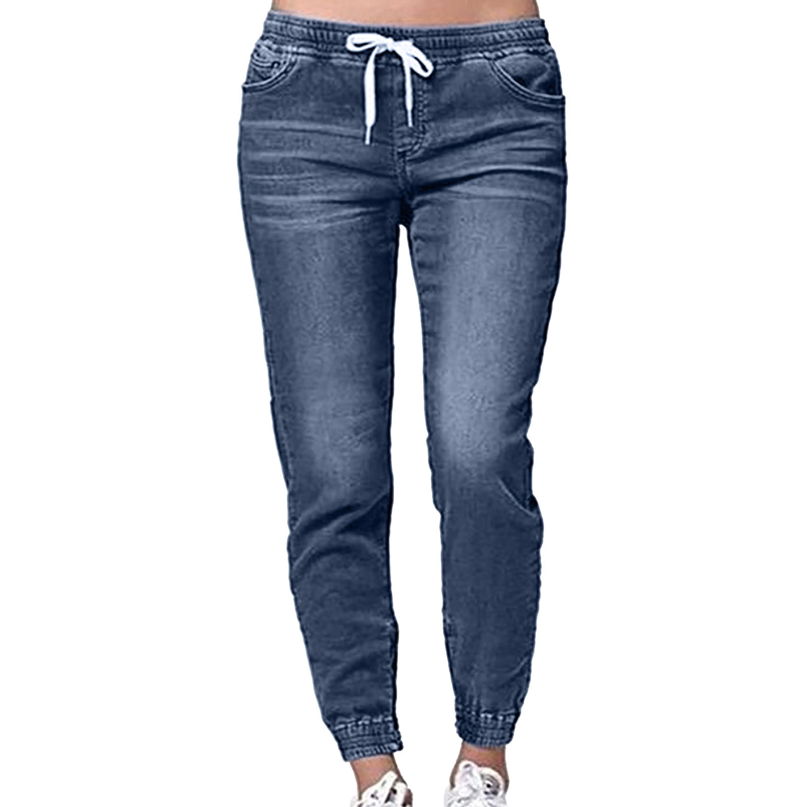 MPWEGNP Pants for Women Women's Mid Waisted Poket Lace Up Lantern Jeans ...