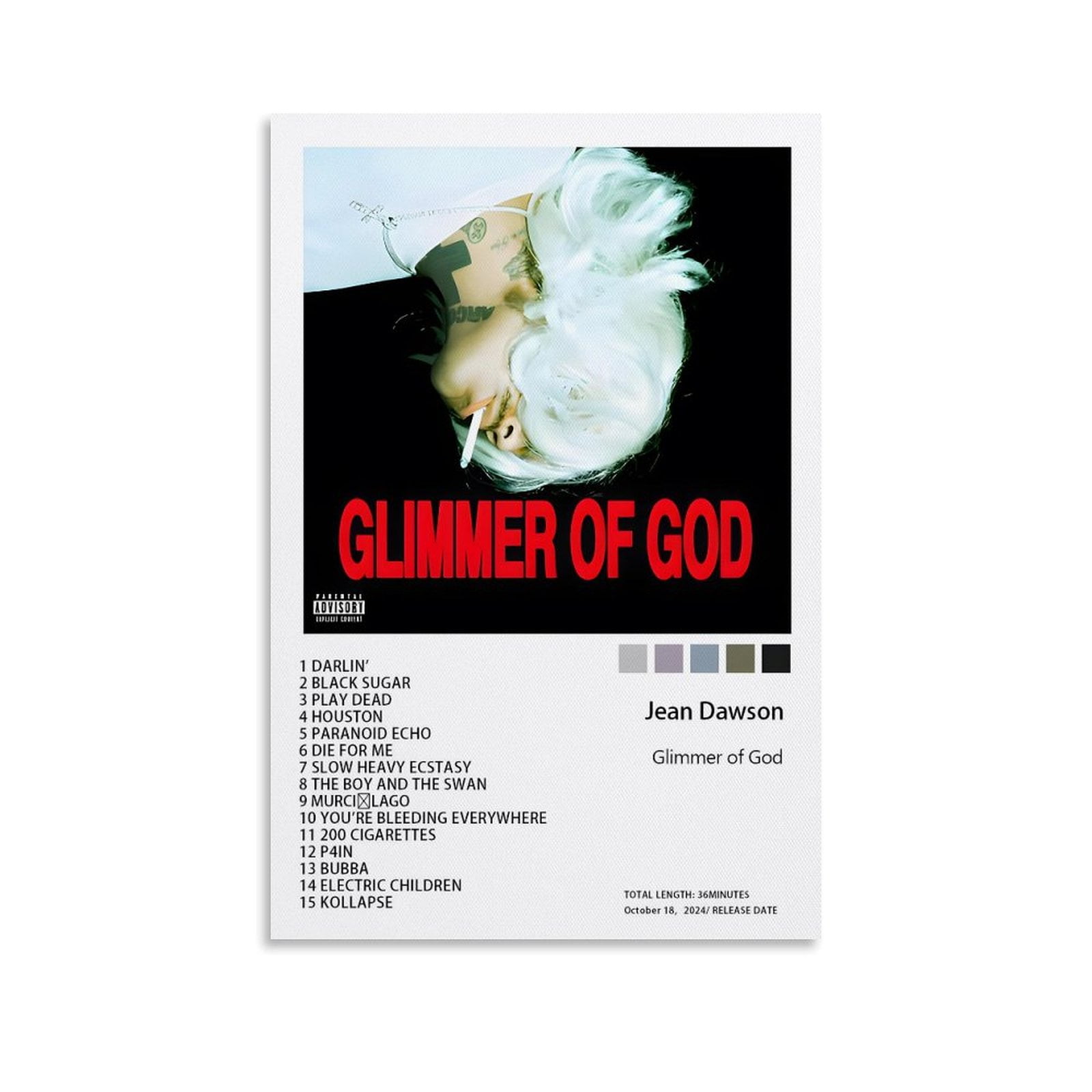 Jean Dawson Glimmer of God Album Cover Poster Canvas Wall Art Painting ...