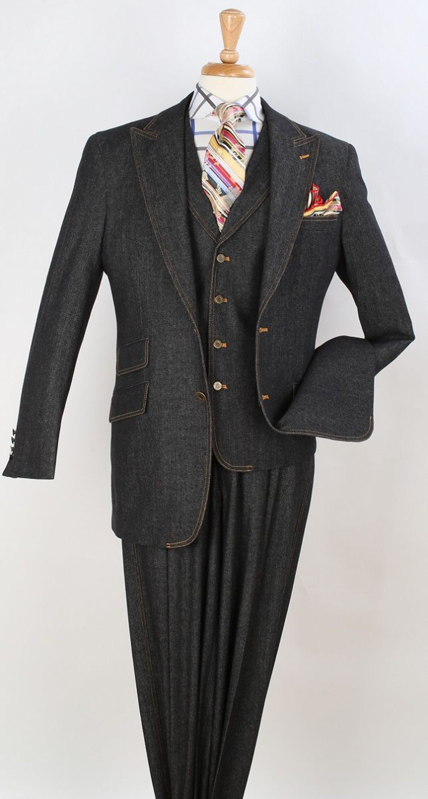 Jean Demin Suit with Vest for Men DEN-1 - Walmart.com