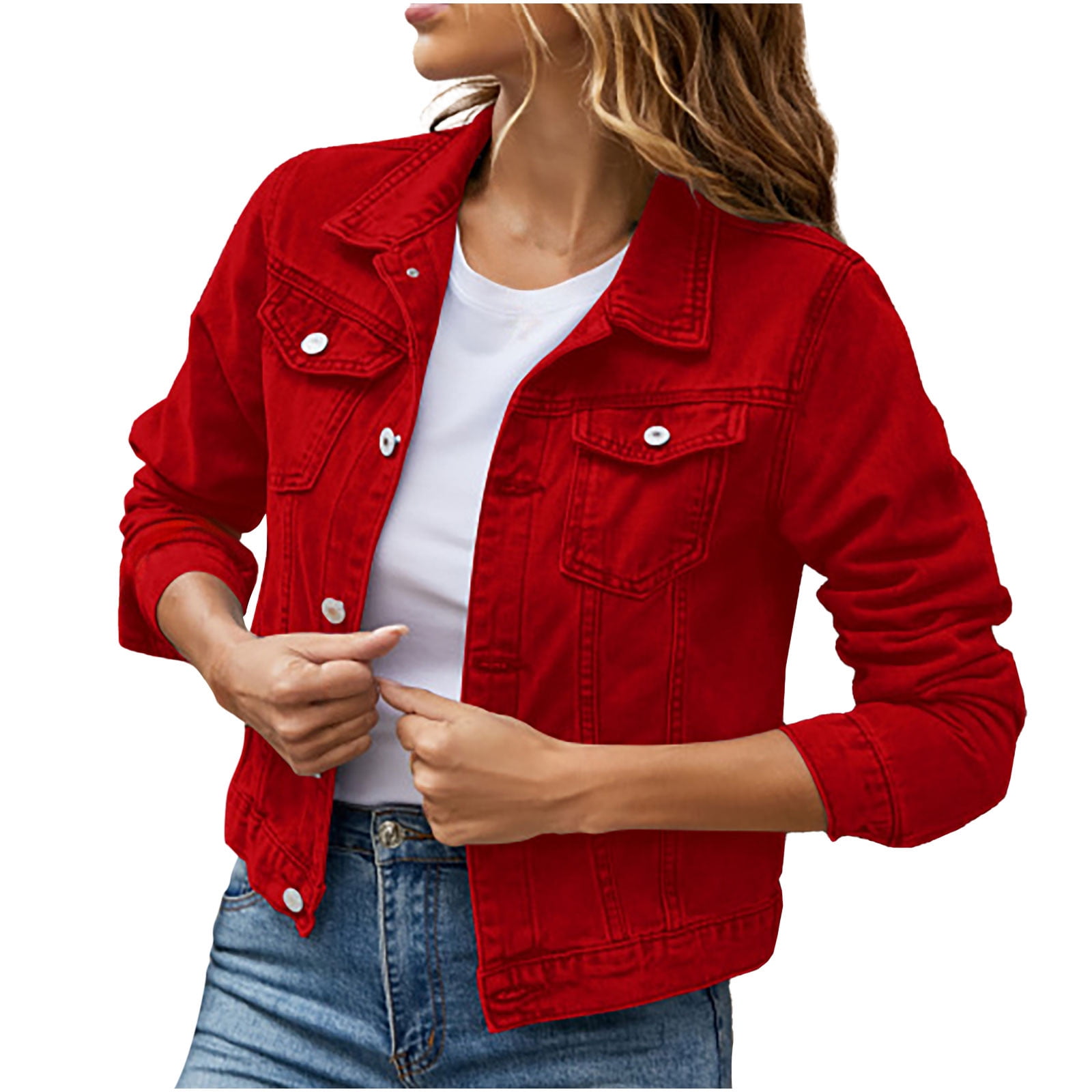 Jean Denim Jacket For Women - Ladies 100% Cotton Summer Casual Stretch ...