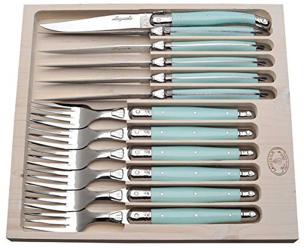 Jean Dubost 12 Piece Cutlery Set with Handles, Turquoise - Walmart.com