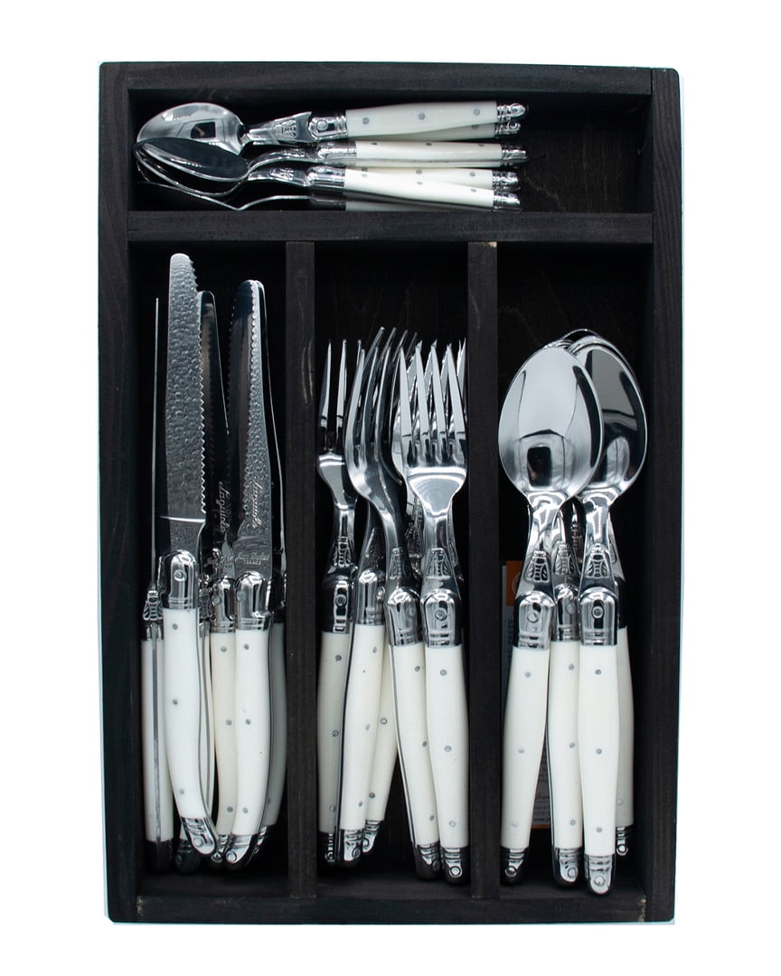 Jean Dubost 24pc Flatware Set in Black Tray - Walmart.com