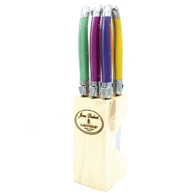 Jean Dubost 6 Steak Knives Multi-Color in Wood Block - Walmart.com