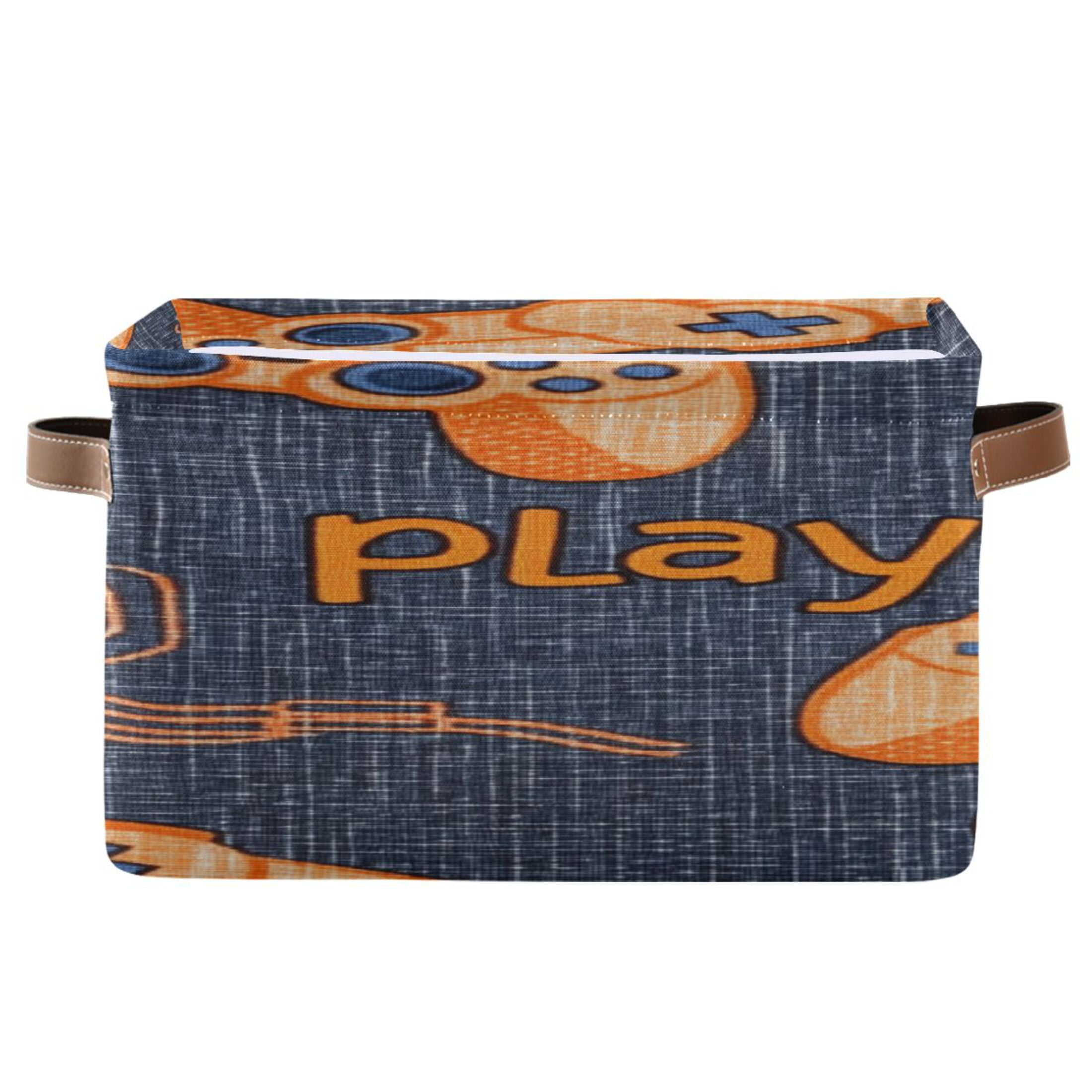 Jean Fabric Cartoon Gamepads Square Storage Bins with Handles ...