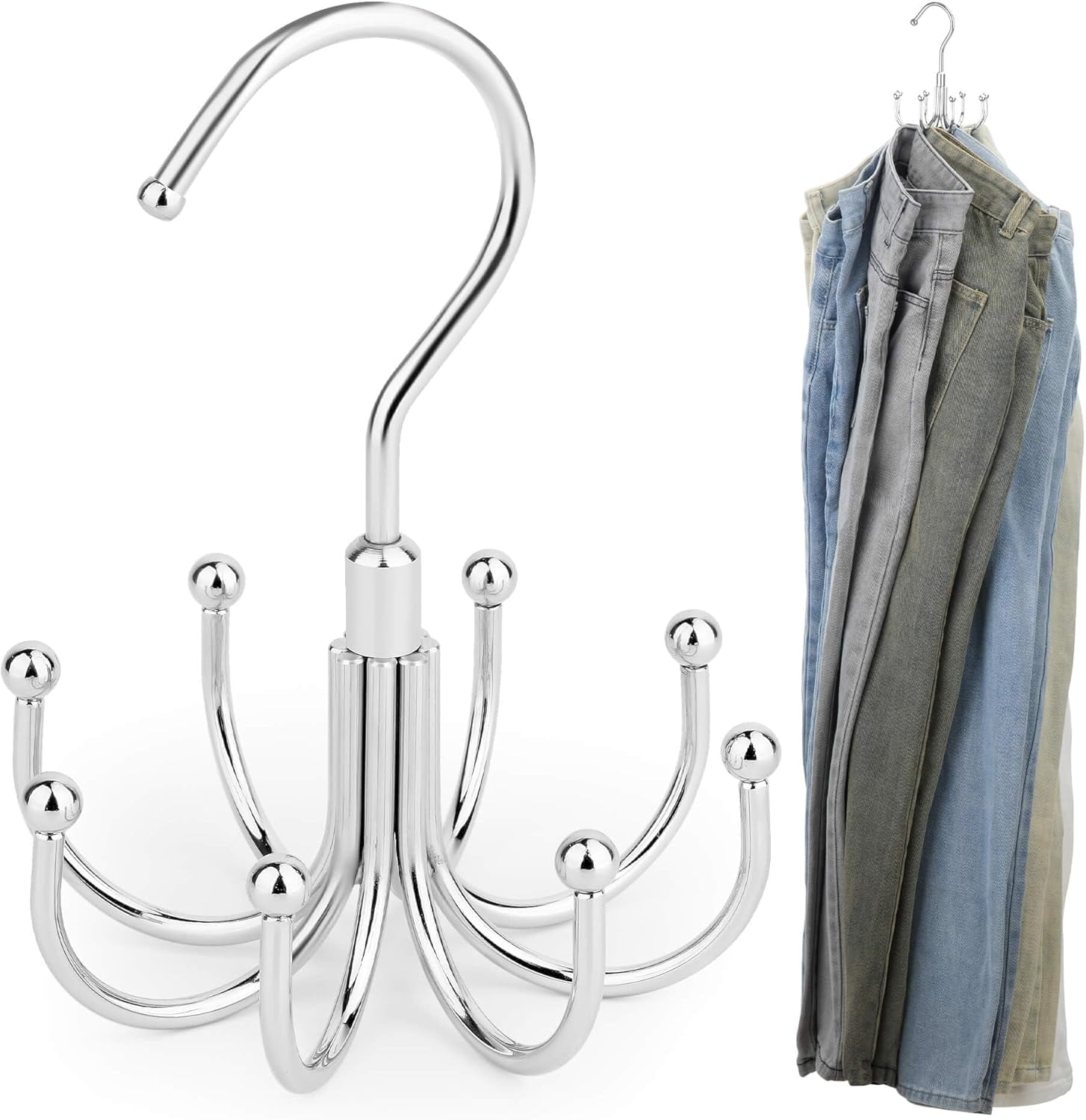 Jean Hangers Jeans Organizer for Closet, Rotatable Sturdy 8 Hooks Jean ...