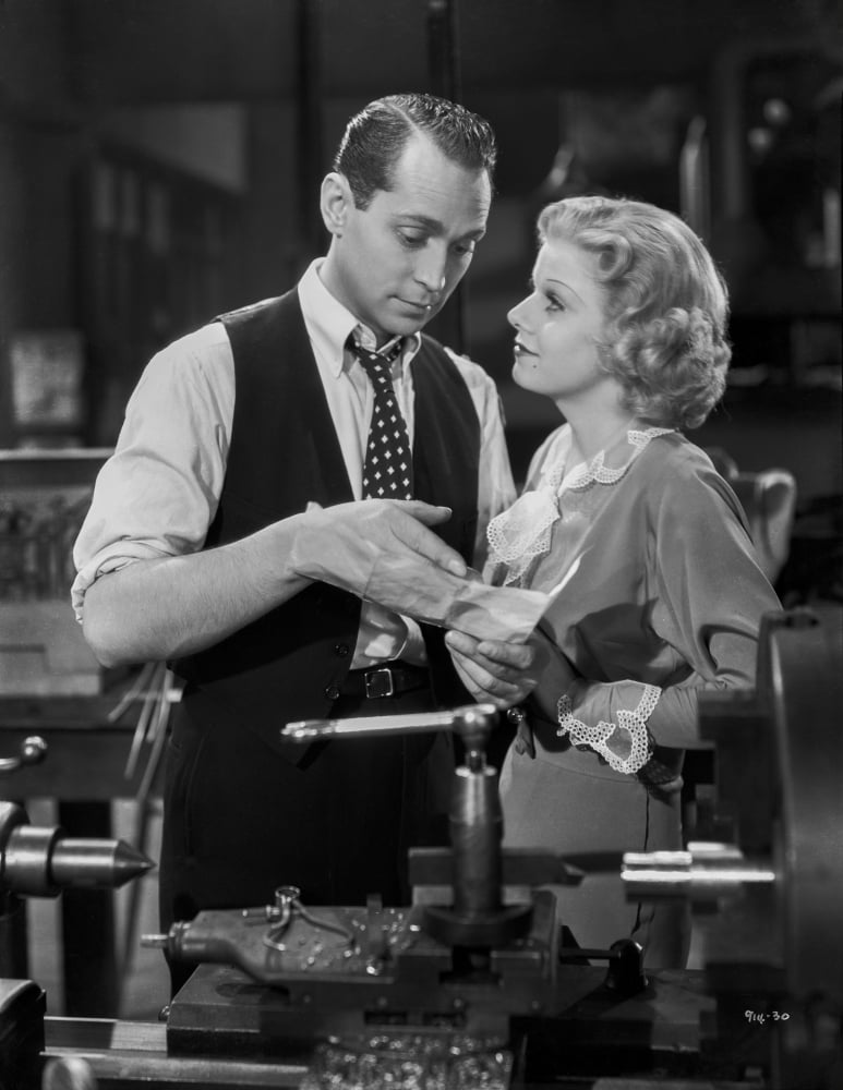 Jean Harlow Couple Shot Scene from a Film in Grey Long Sleeve Velvet ...